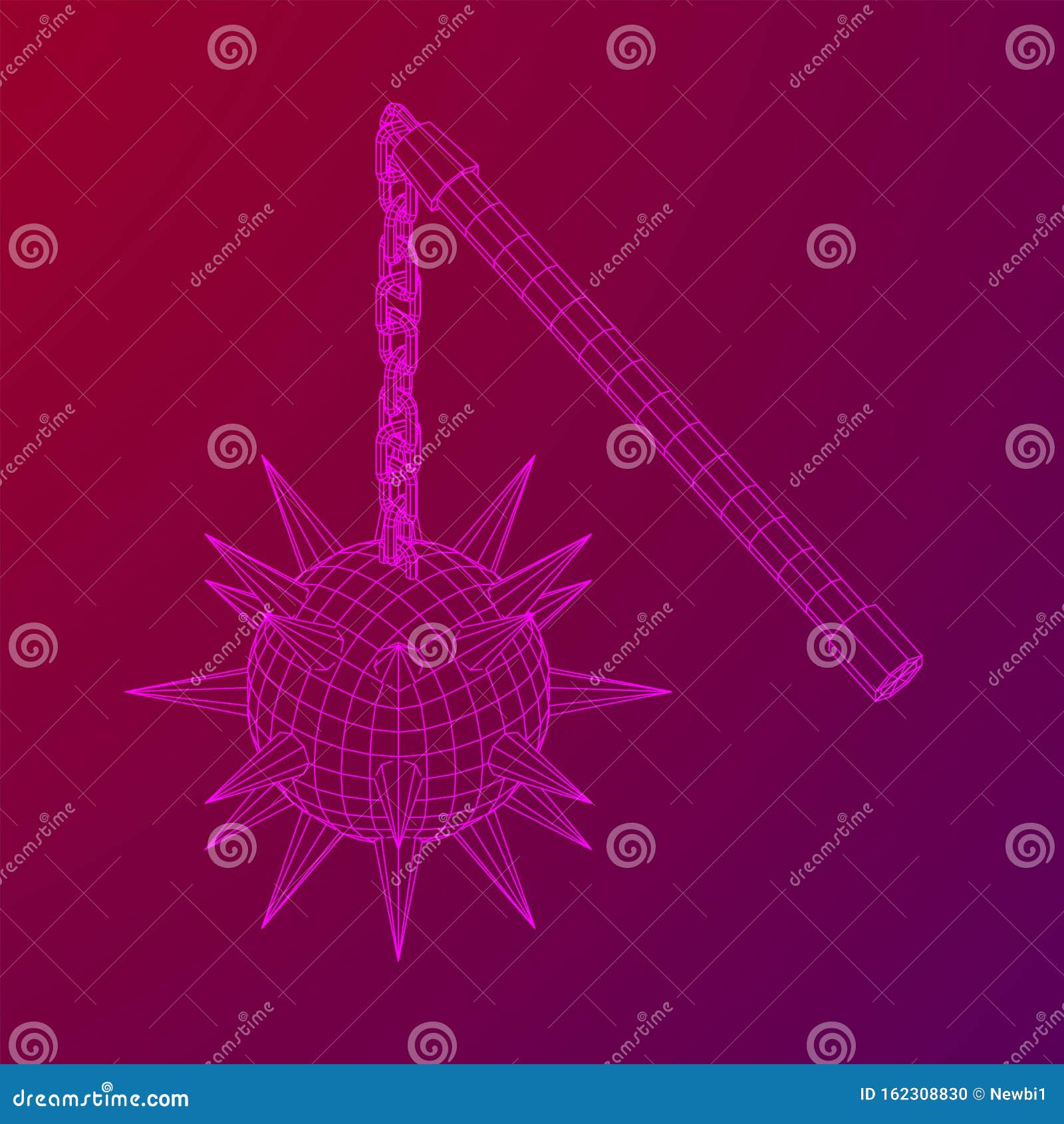 Medieval Chained Mace Ball. Stock Vector - Illustration of blueprint ...