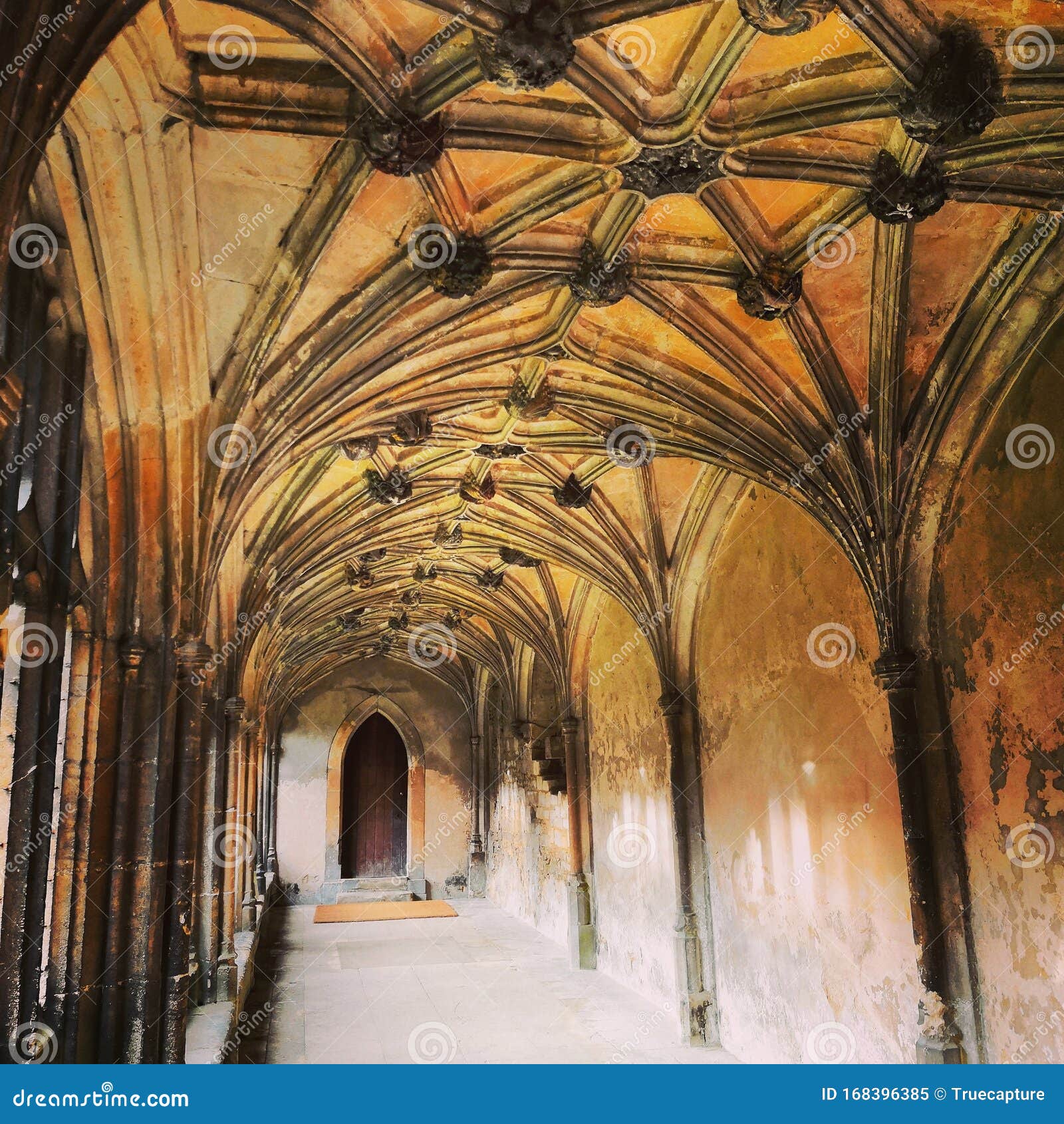 Medieval church hallway stock image. Image of history - 168396385