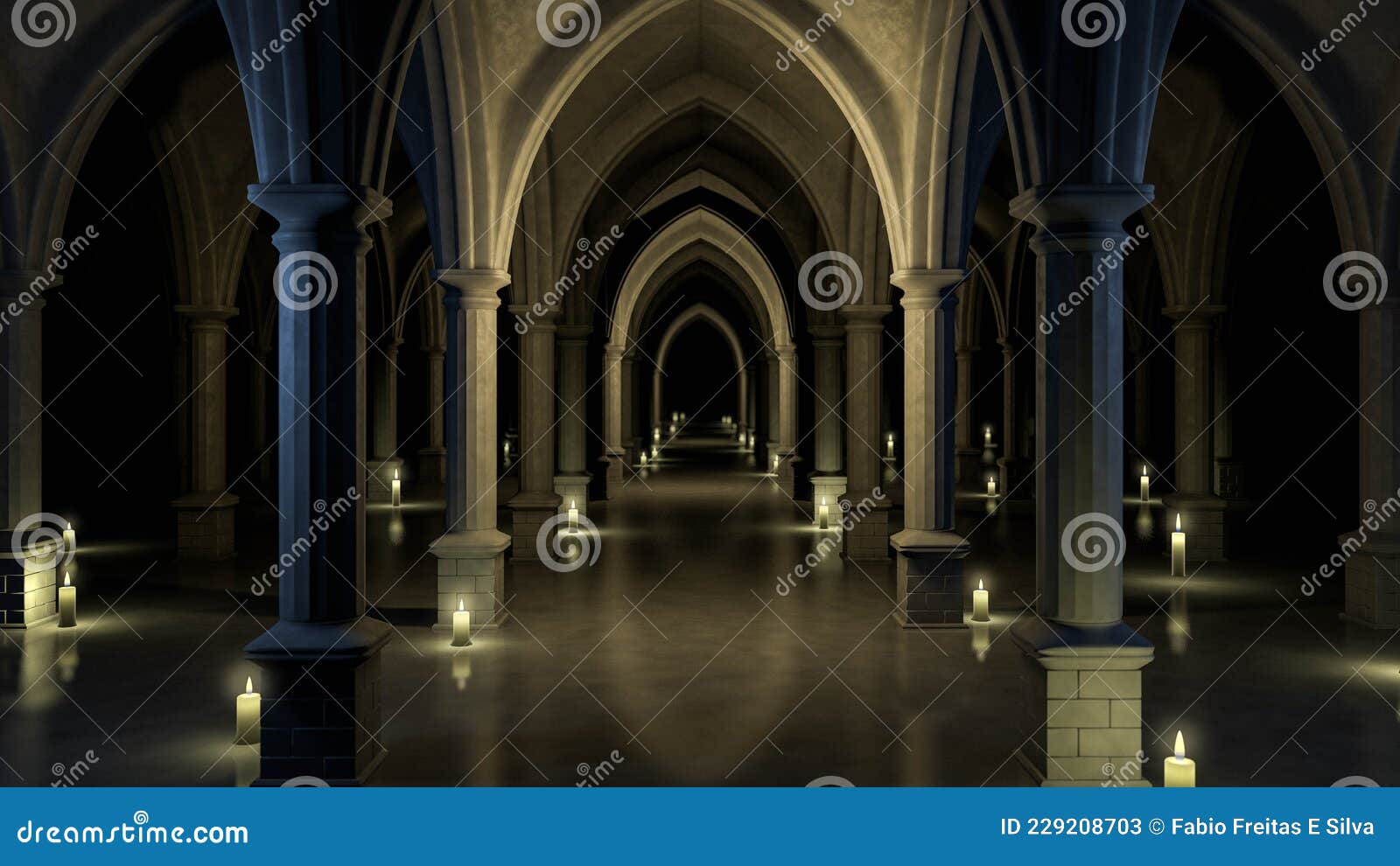Medieval Corridor And Iron Castle Gate Royalty-Free Illustration ...
