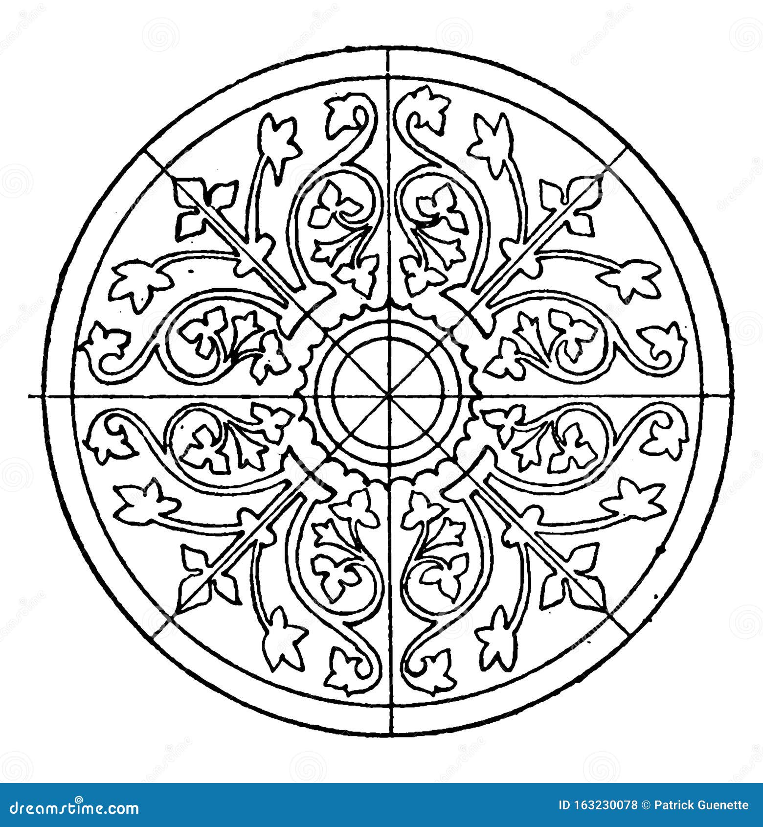 Medieval Circular Panel Is A Design Found In Laon, Vintage Engraving ...