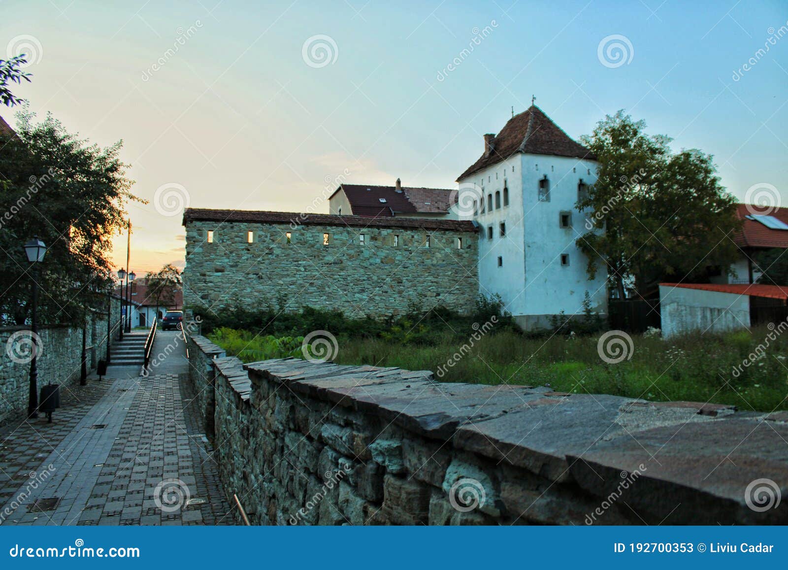 Medieval Citadel with a Sunset Behind Stock Image - Image of mountain ...