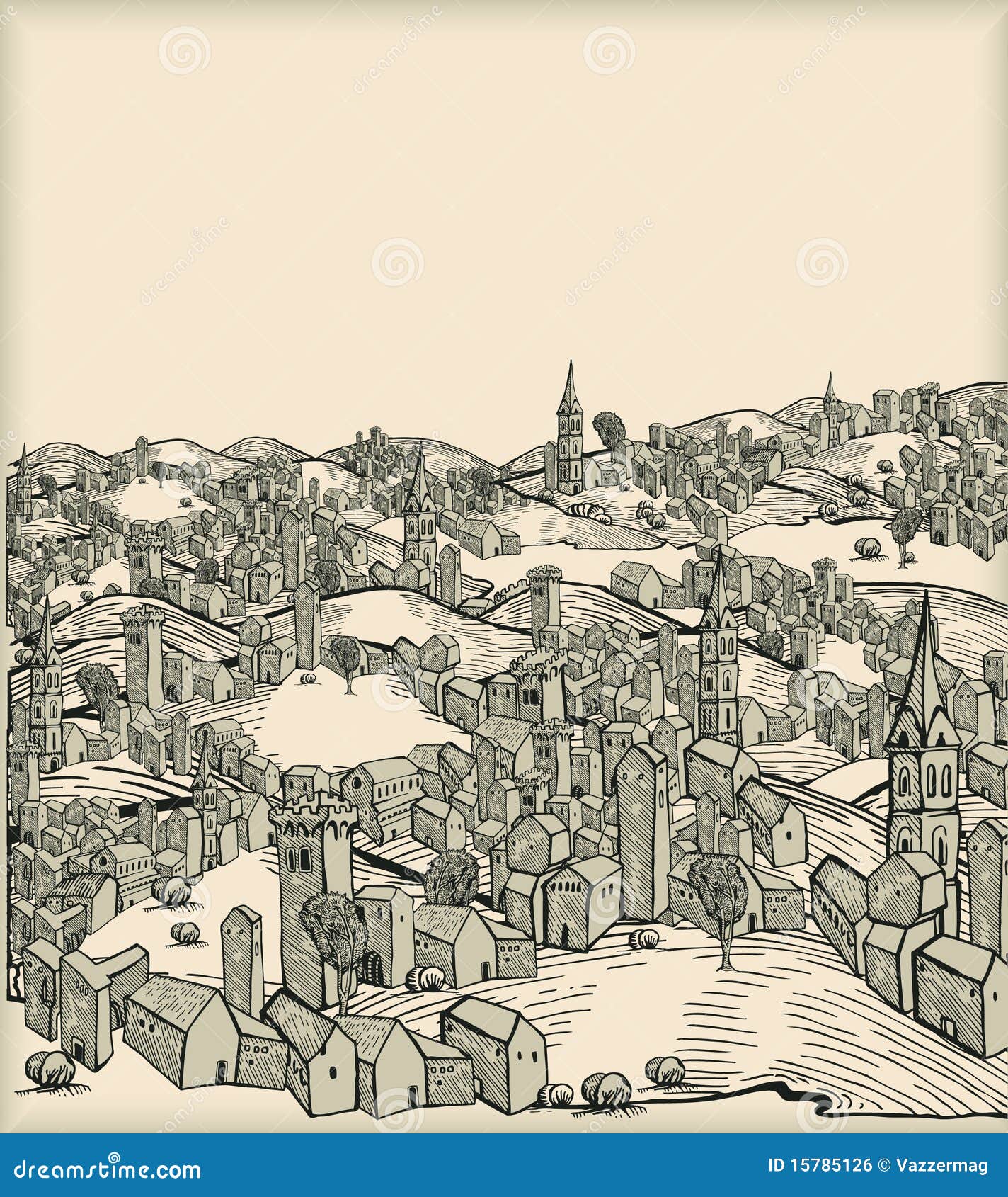 Medieval city stock illustration. Illustration of history - 15785126