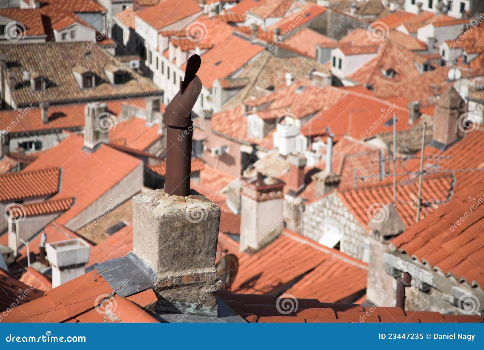 Medieval City View, Rooftops and Chimneys, Tiles Stock Image - Image of ...