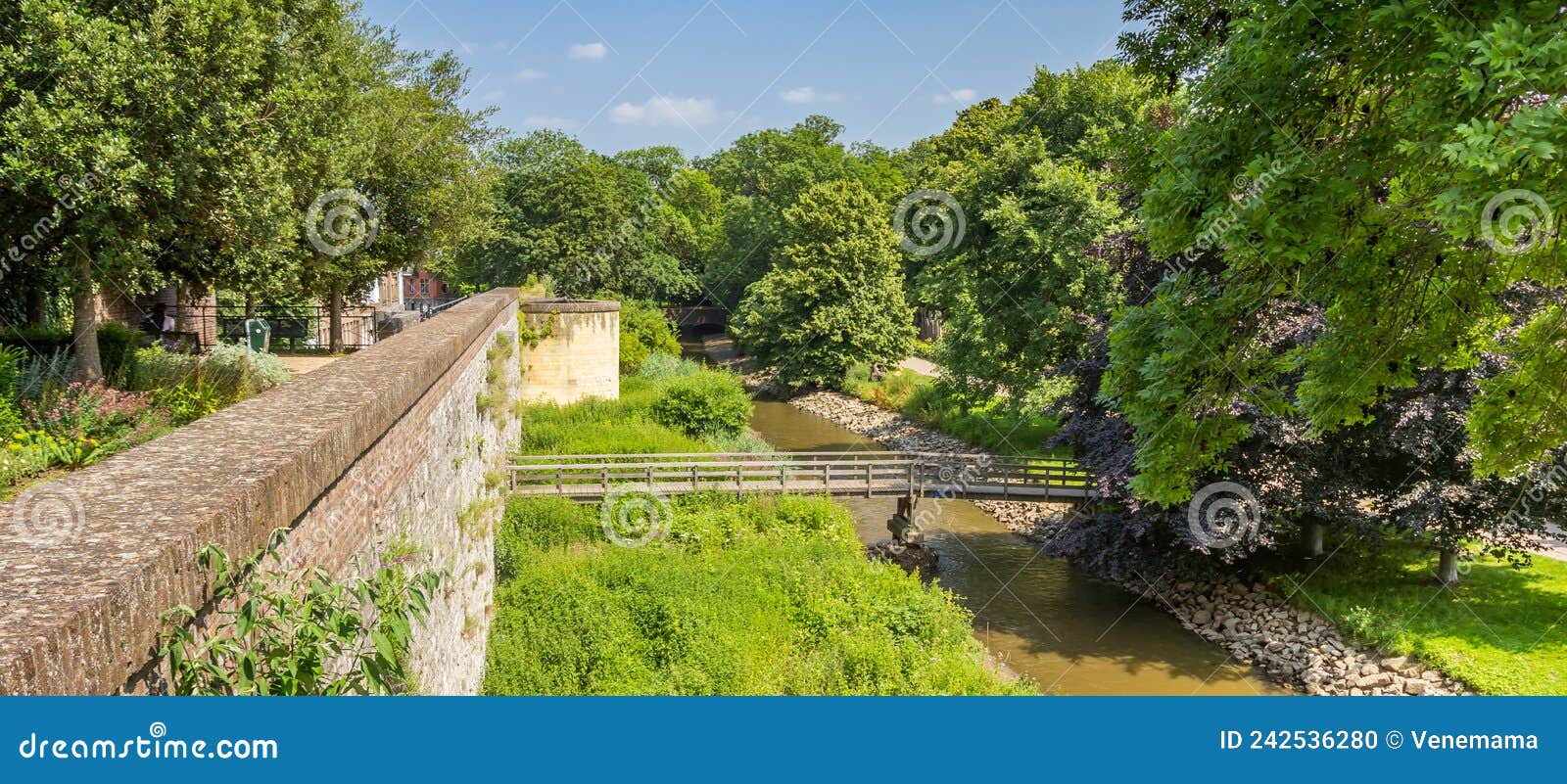 Medieval City Wall at the Jeker River in Maastricht Stock Photo - Image ...