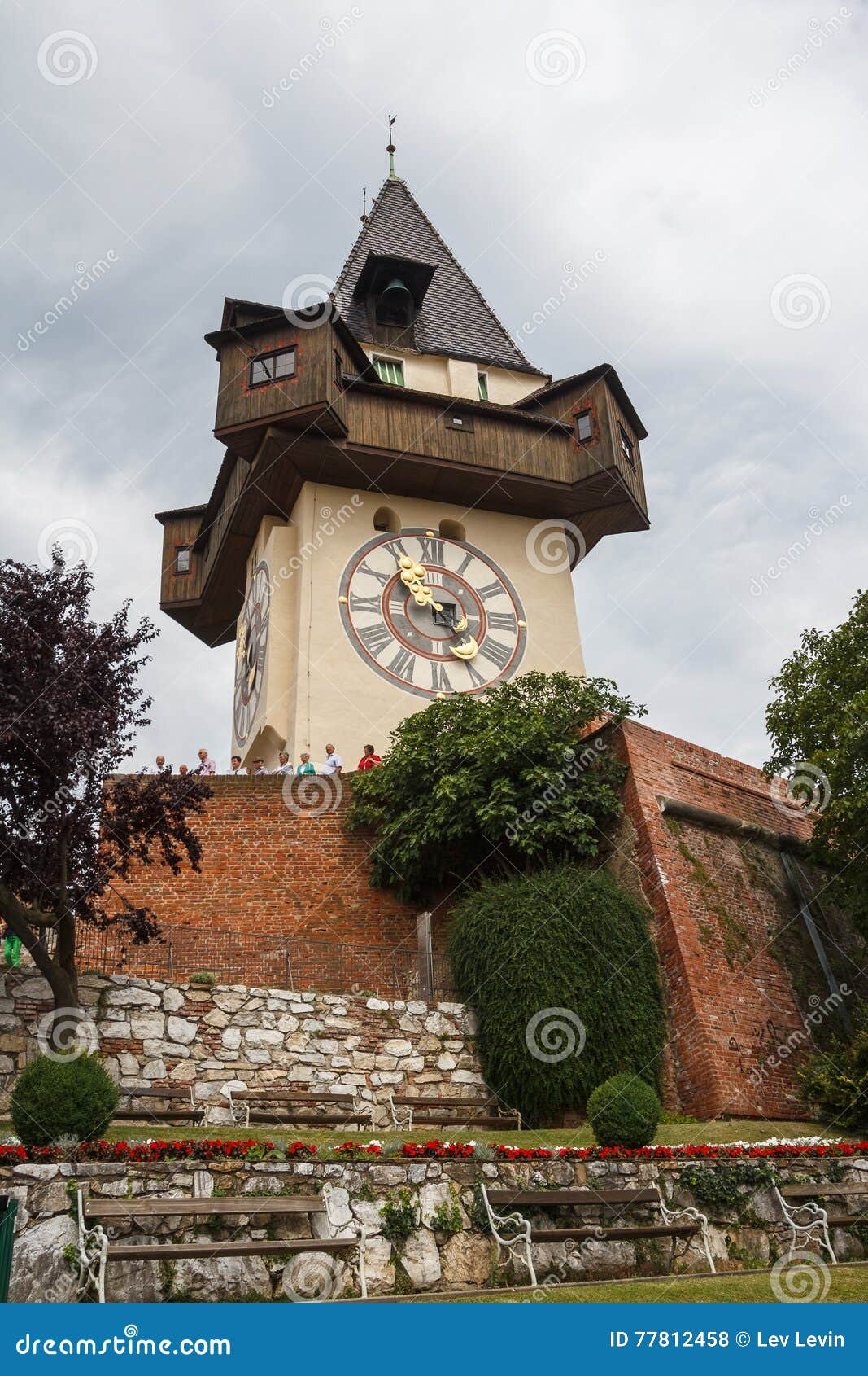 Medieval Clock Tower on the Hill Stock Photo - Image of city, monument ...