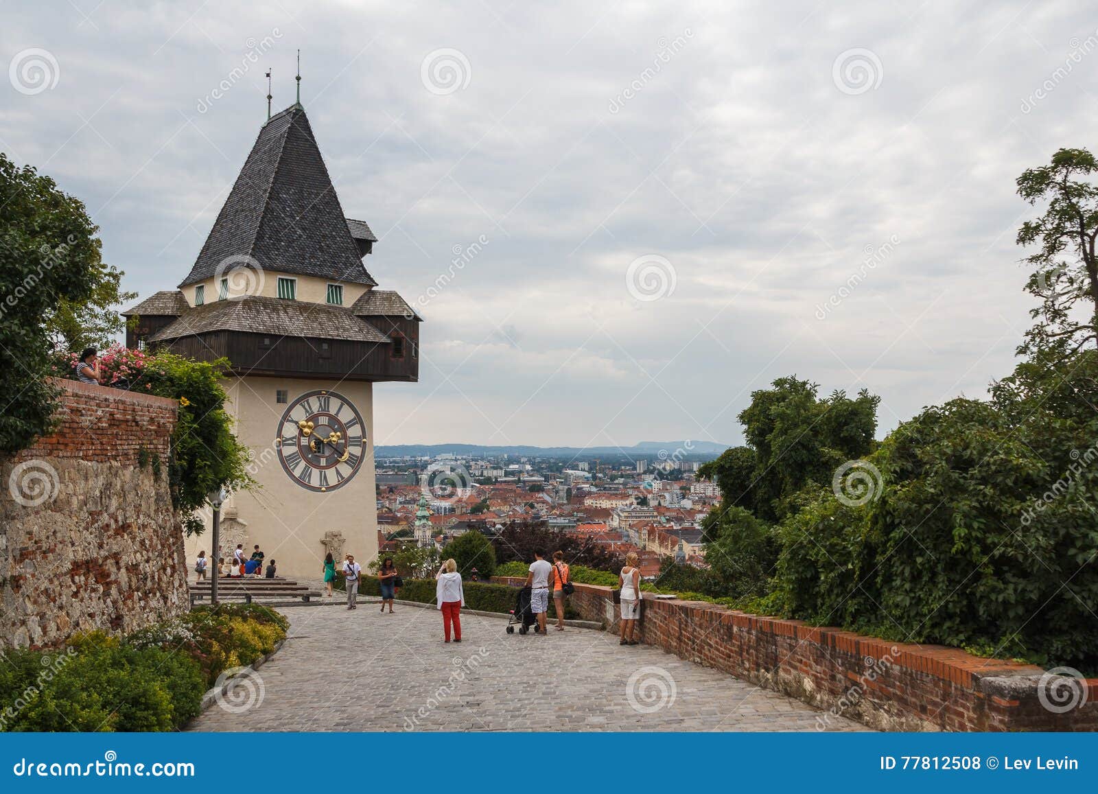 Medieval Clock Tower on the Hill Editorial Stock Photo - Image of ...