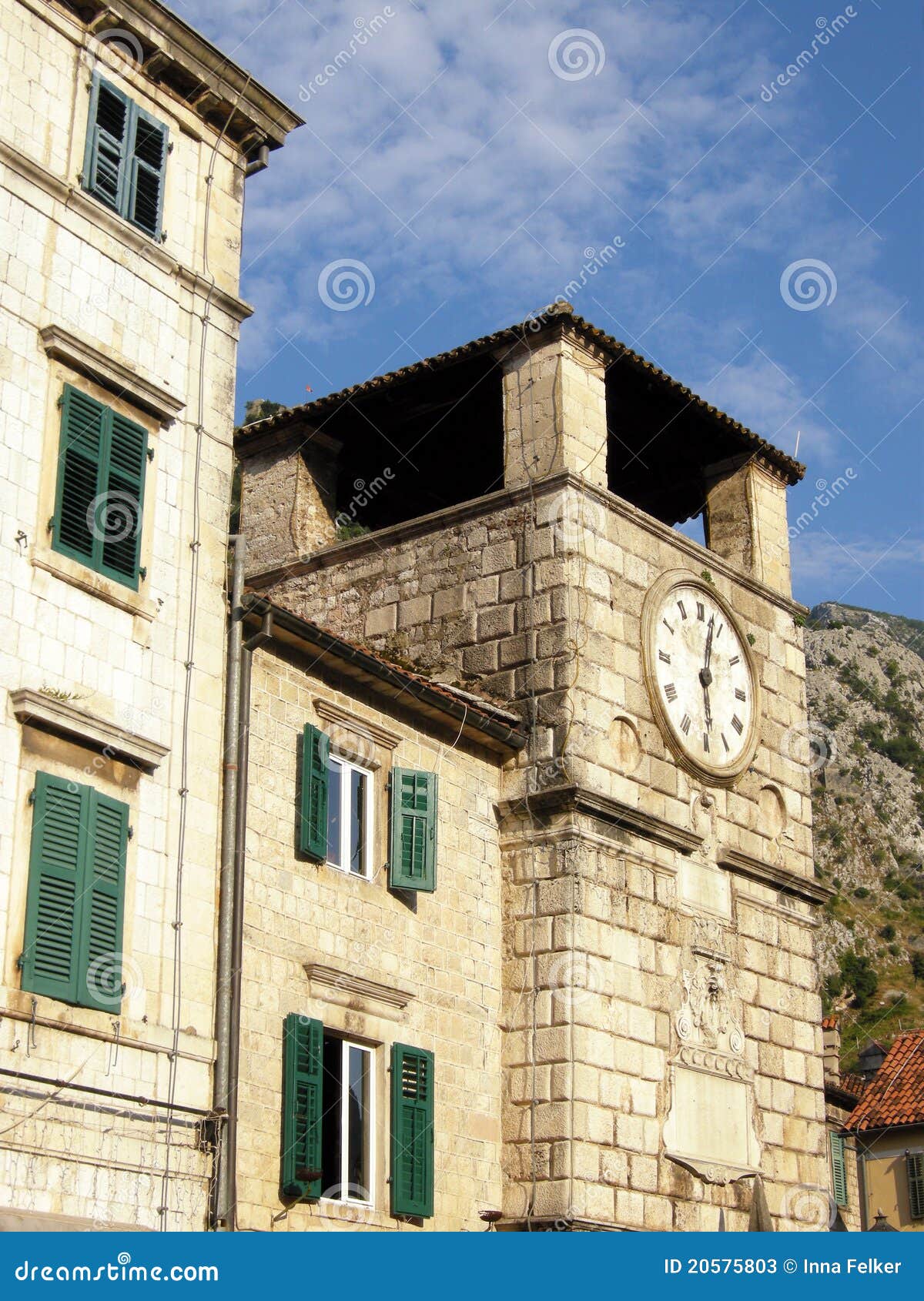 Medieval Clock Tower(Kotor, Montenegro) Stock Image - Image of stone ...