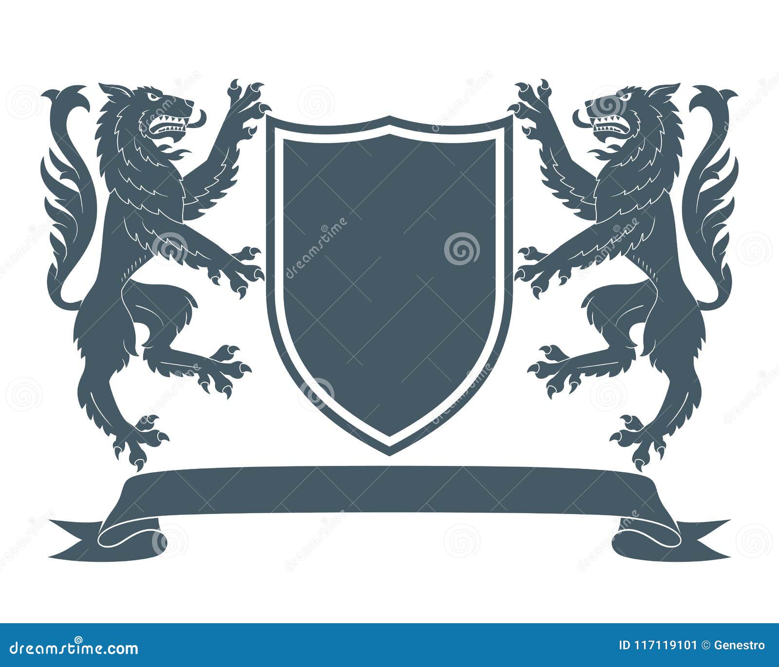 Coat of arms wolf stock vector. Illustration of noble - 117119101