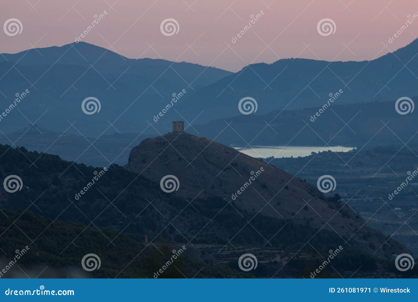 Cocentaina Castle in Spain on Top of a Hill with Mountains and a Sunset ...