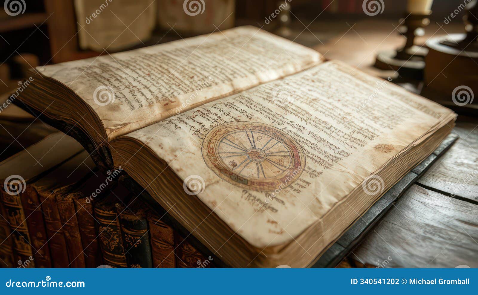 Medieval Codex Created with Generative AI. Old Book with Opened Pages ...