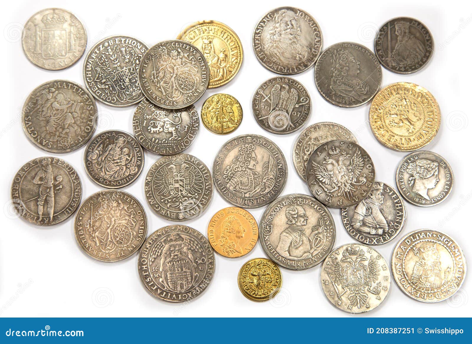 Medieval Coins on the White Stock Image - Image of antique, history ...