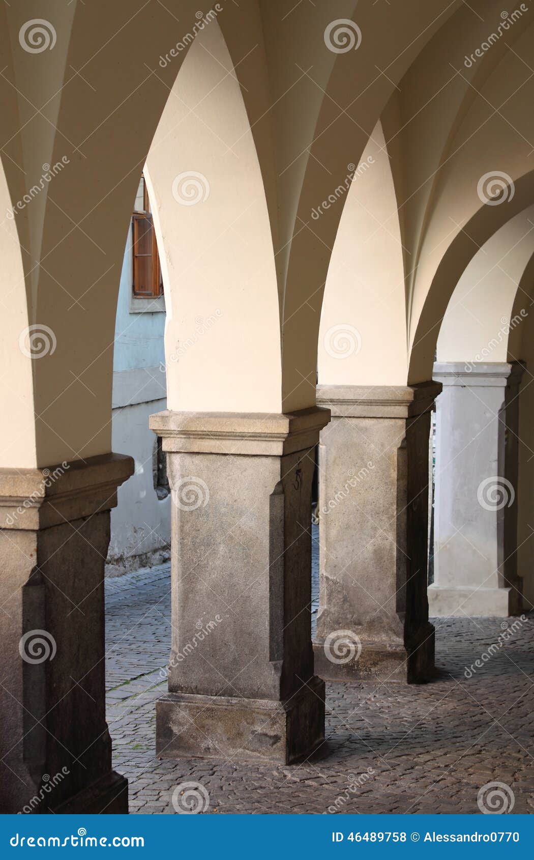 Medieval colonnade stock photo. Image of pillar, building - 46489758