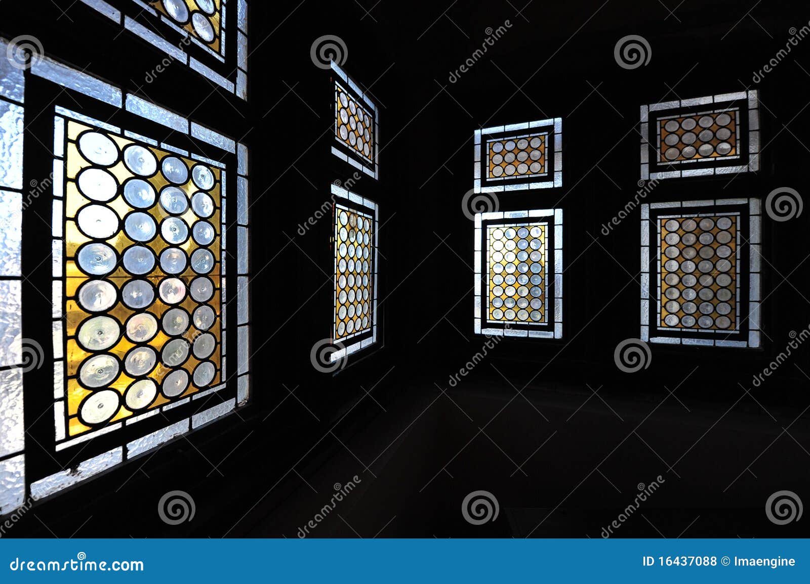 Medieval Colorful Windows:Hunedoara Castle,Romania Stock Photo - Image ...
