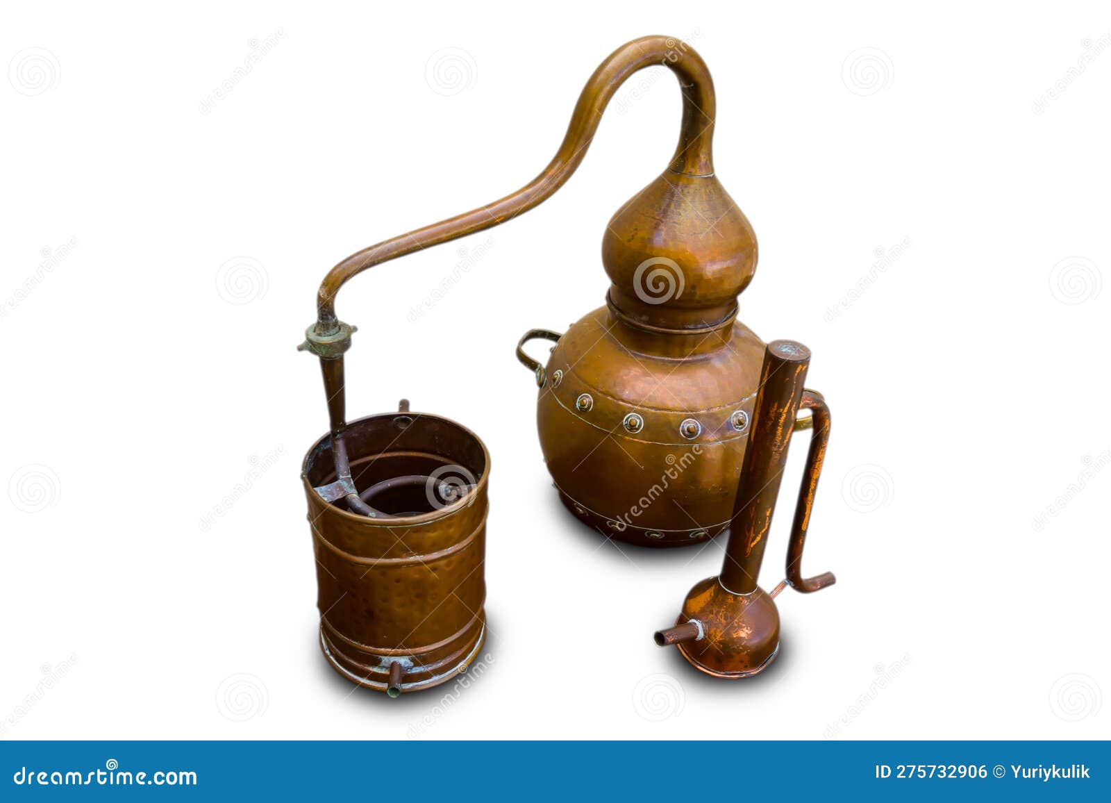 Medieval Copper Alcohol Distiller Isolated on White Background Stock ...