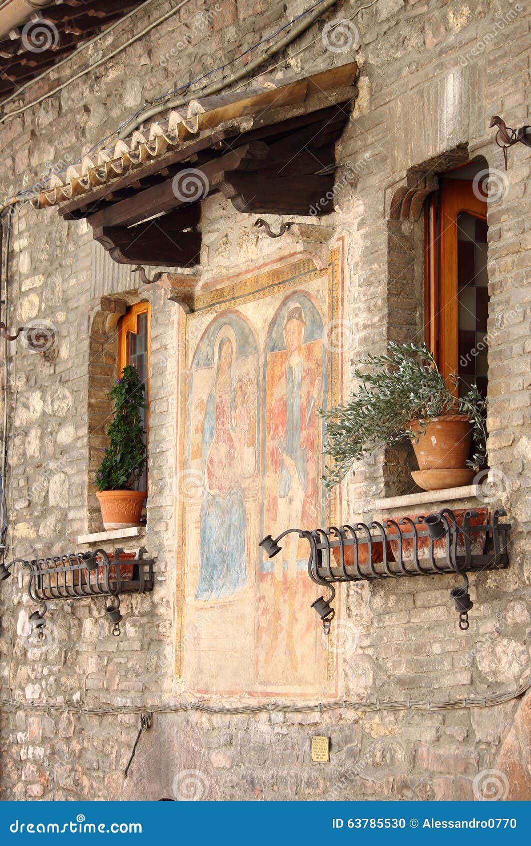 Medieval corner in Assisi stock photo. Image of ancient - 63785530