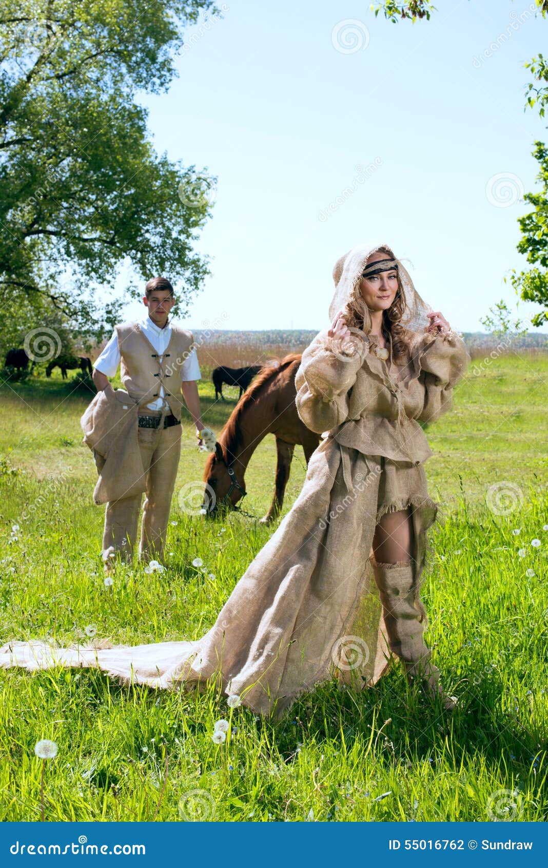Medieval couple stock photo. Image of action, historical - 55016762