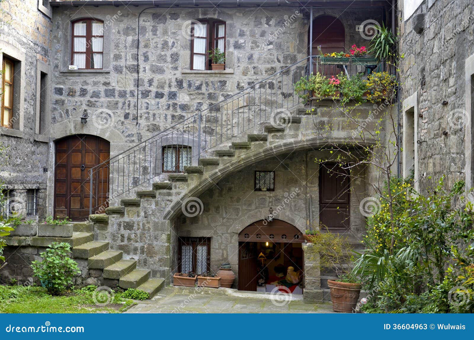 Medieval court, Viterbo stock image. Image of architecture - 36604963