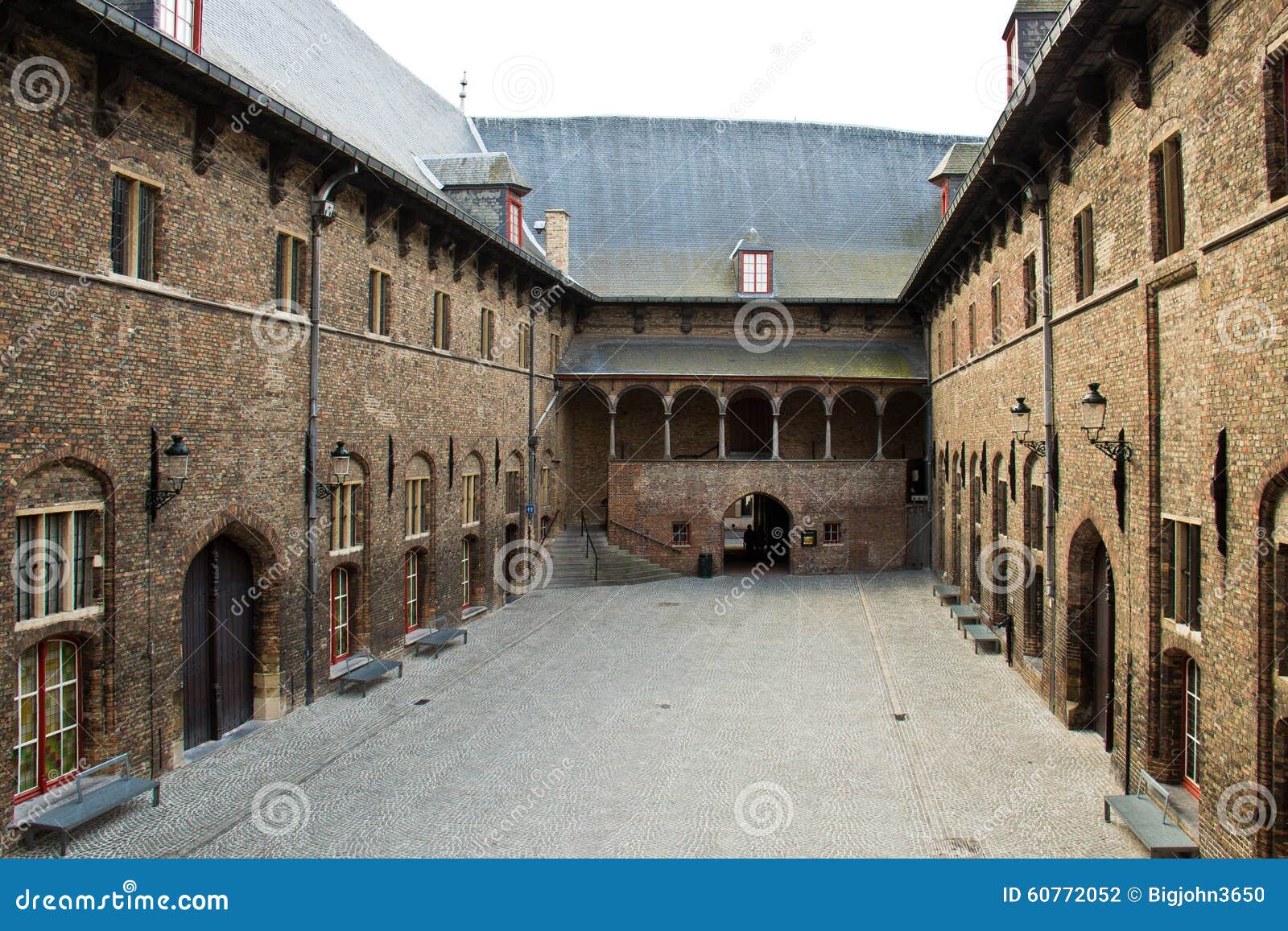 Medieval Courtyard of the Belfry in Bruges, Belgium Stock Photo - Image ...