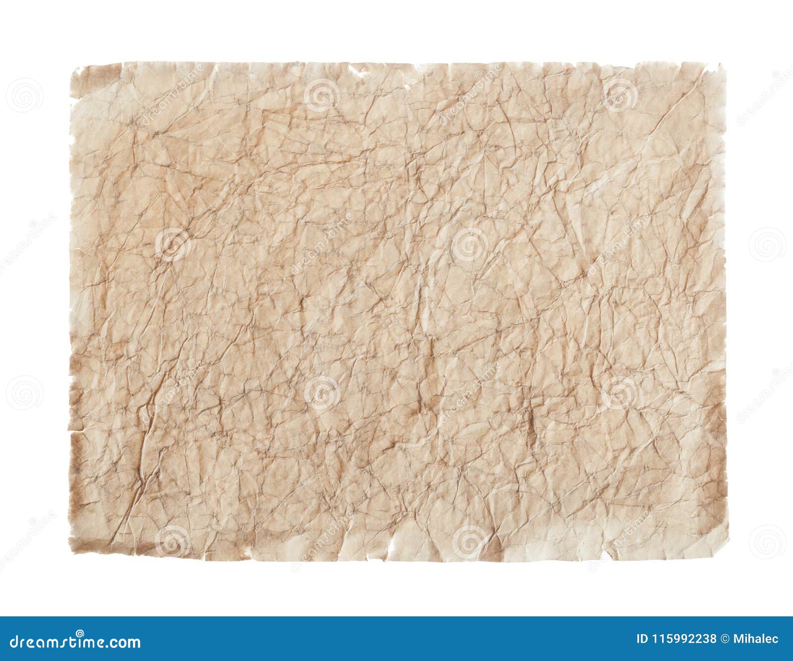 Medieval Crumpled Paper Isolated on White Stock Photo - Image of ...