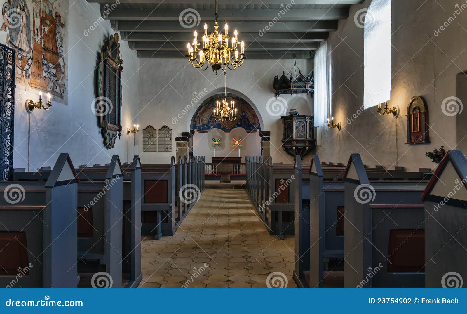 Medieval Danish Church, Interior Stock Photo - Image of country ...