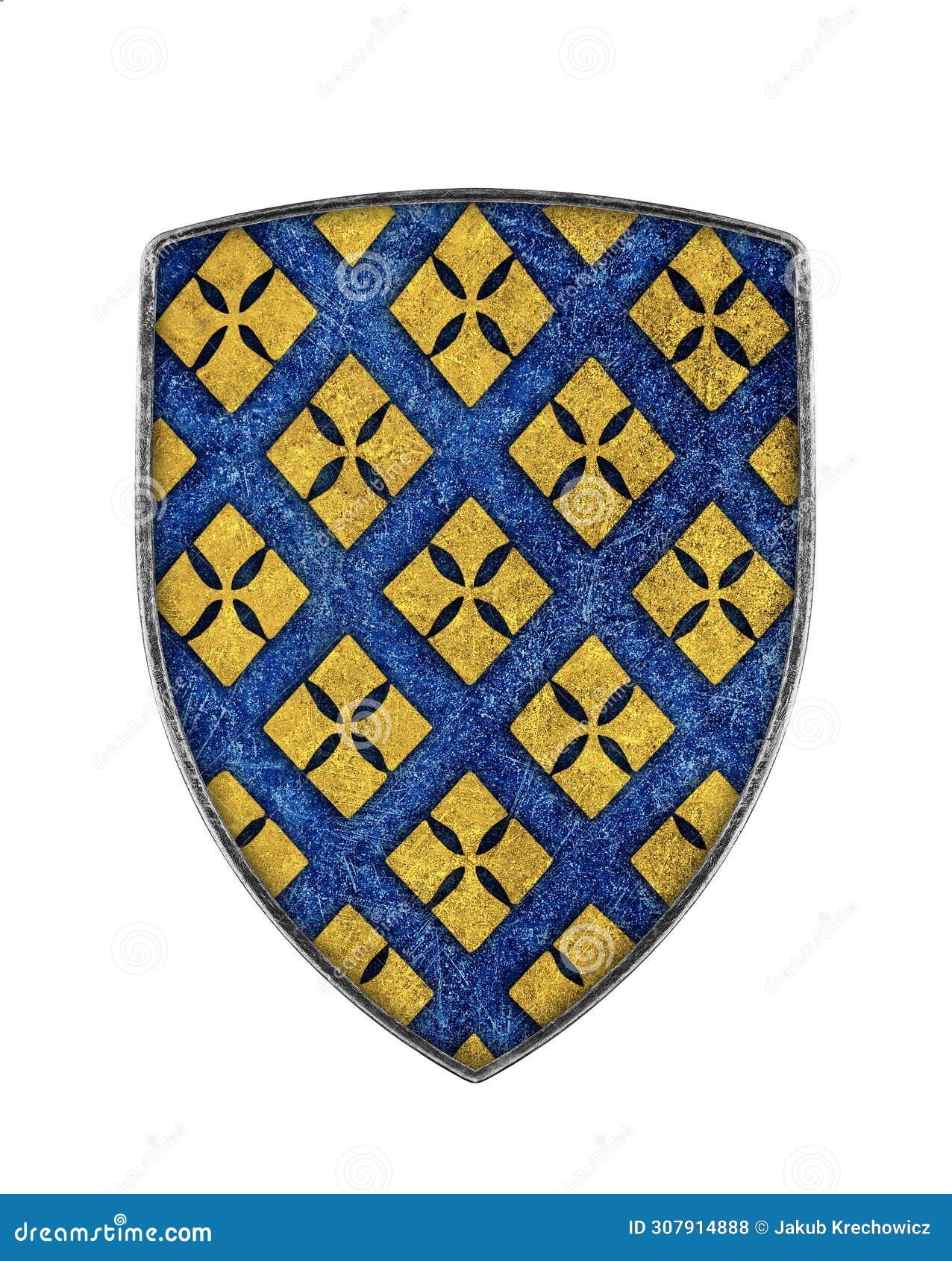 Medieval Decorated Shield Isolated on White Stock Photo - Image of ...