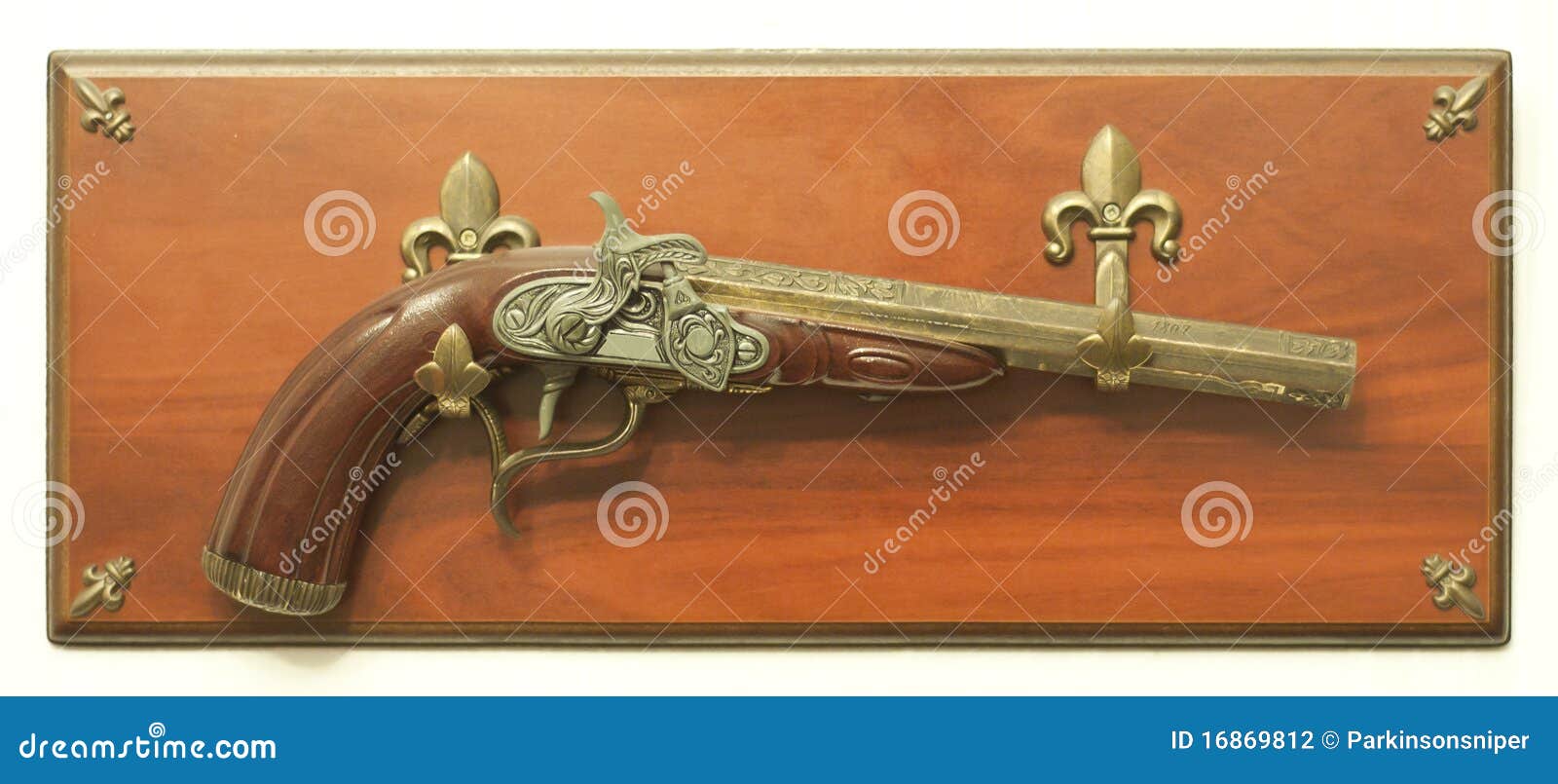 Decorative Flintlock Pistol Stock Photo - Image of bronze, interior ...