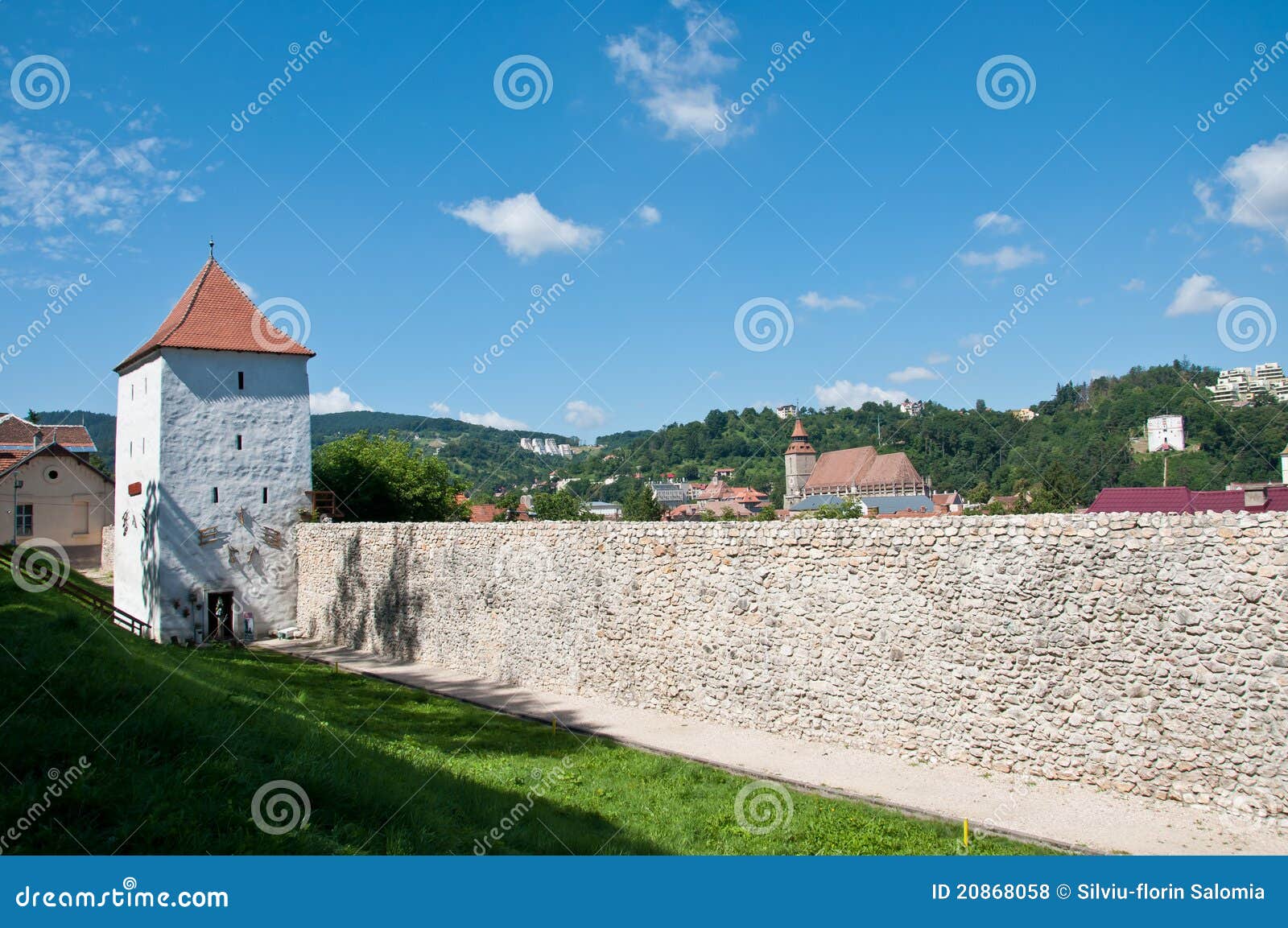Medieval Defence Stone Wall And Tower Stock Photo - Image of bastion ...