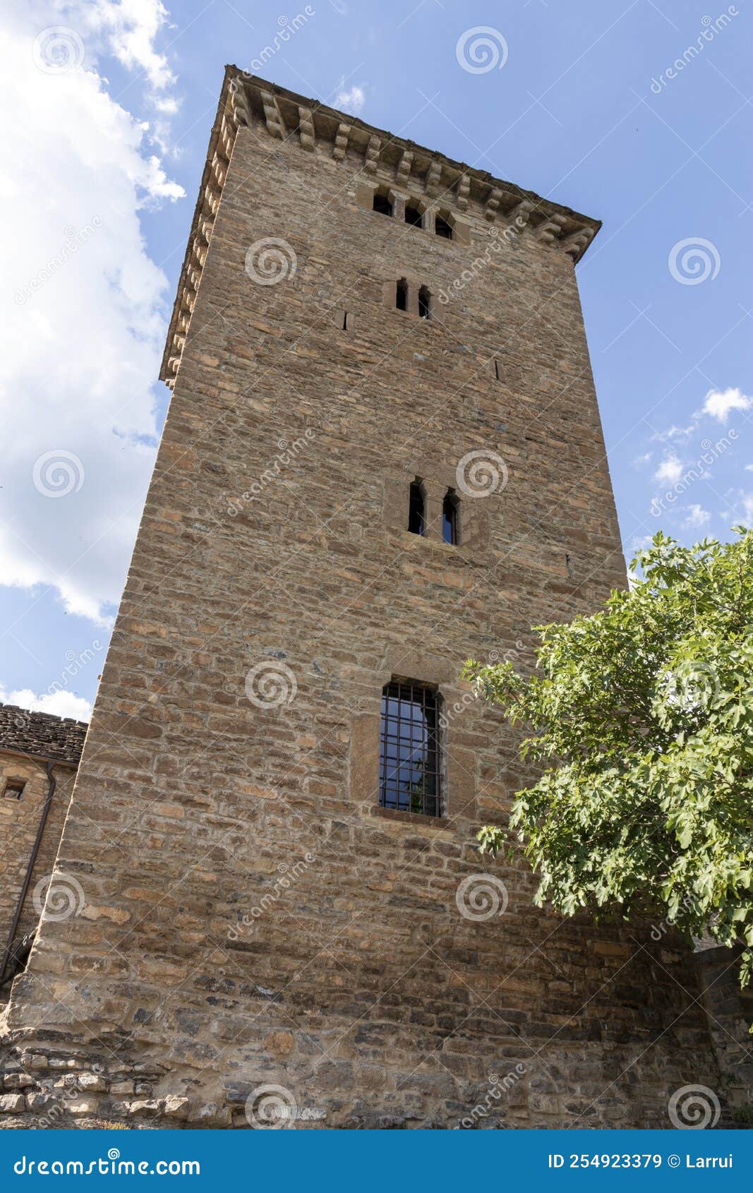 Defensive Tower in the Town of Oto in the Aragonese Pyrenees Stock ...