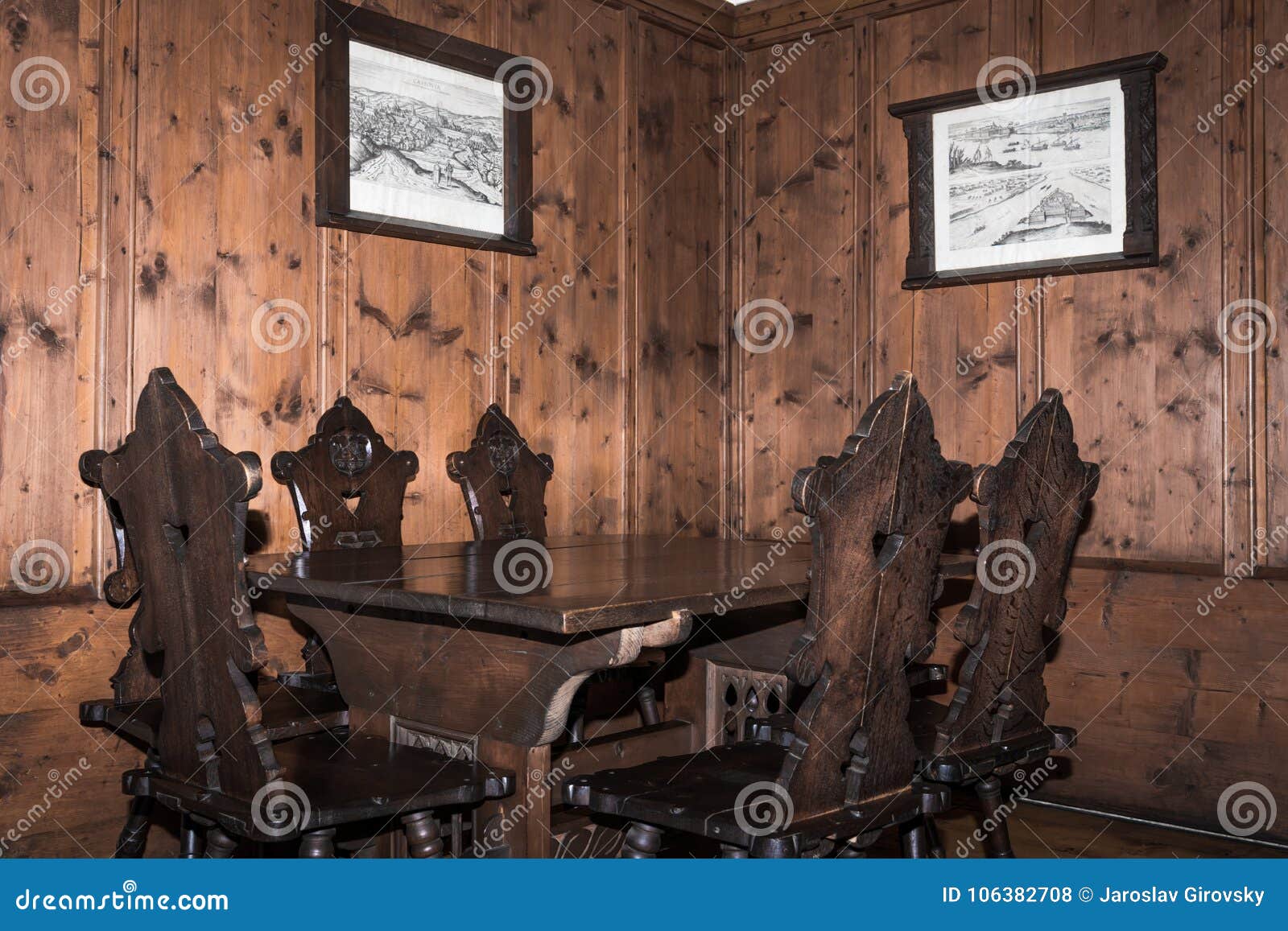 Medieval dining table set stock photo. Image of wooden - 106382708