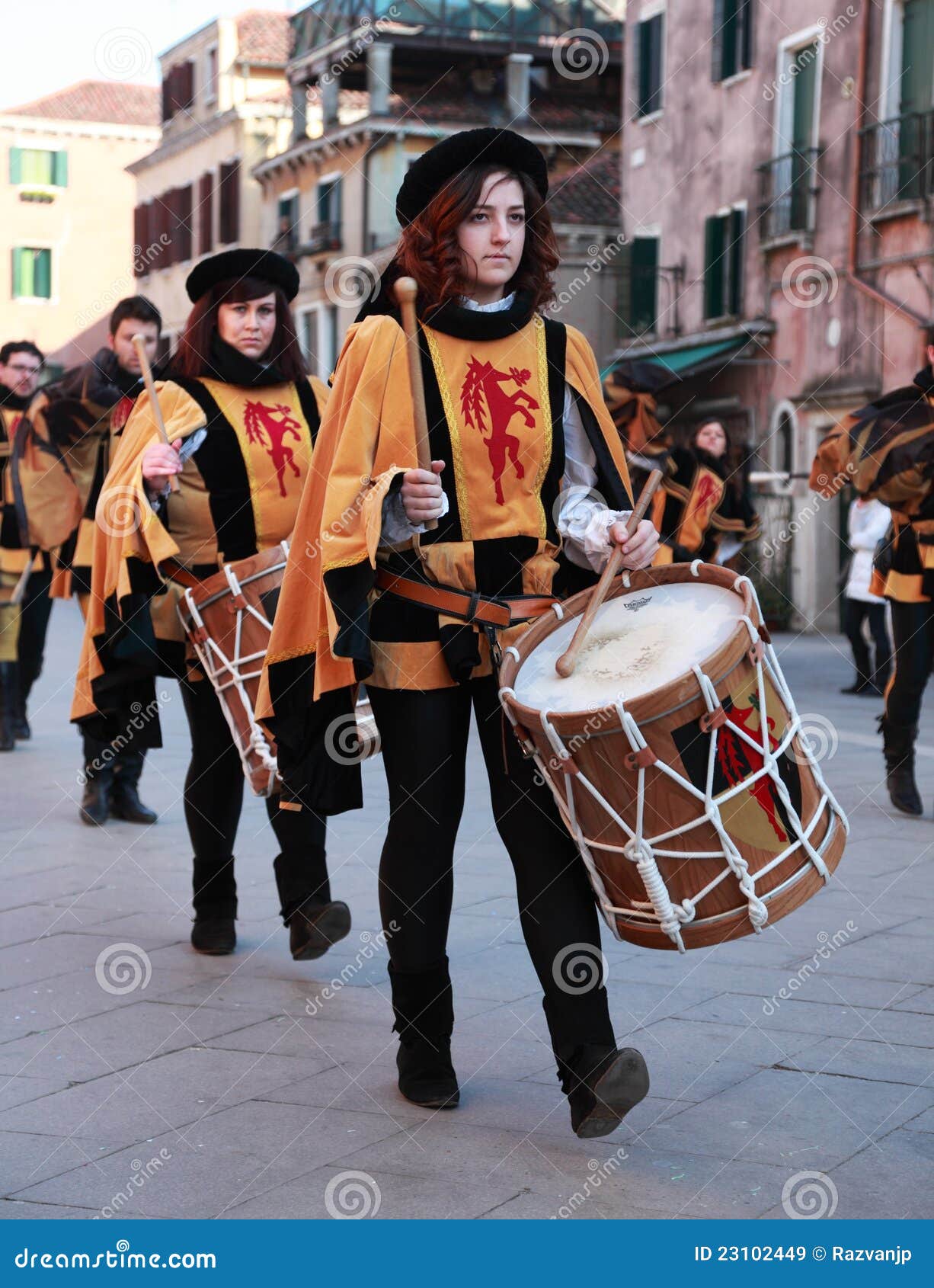 Medieval drummers band editorial stock image. Image of action - 23102449