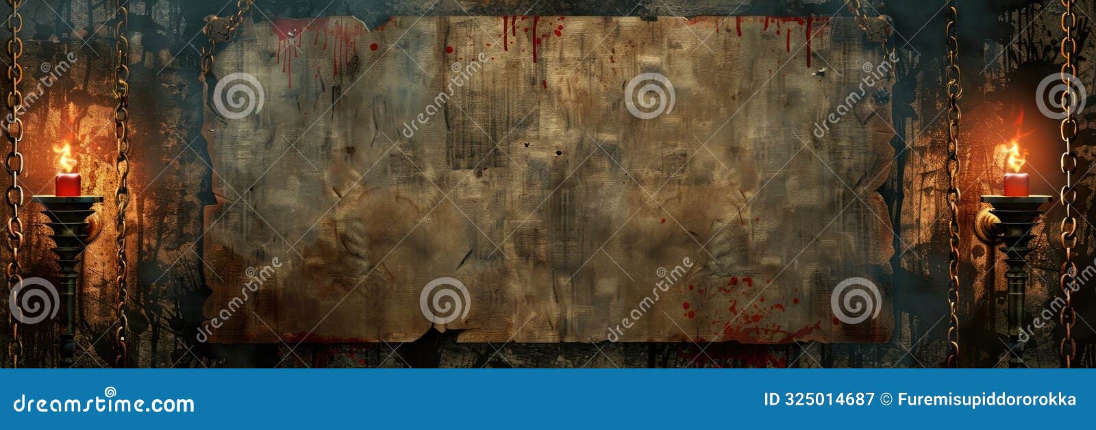 A Medieval Dungeon with Flickering Torches, Iron Chains, and a Blank ...