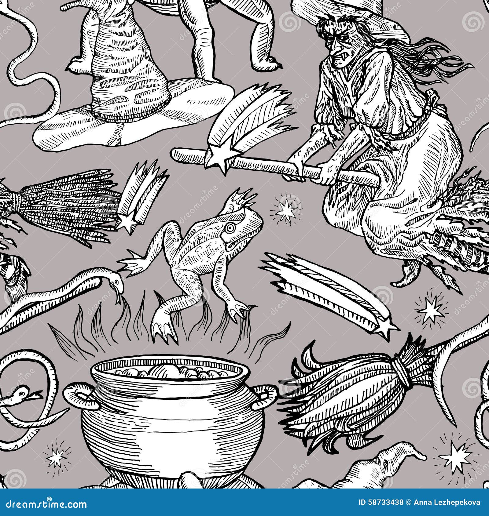 Medieval Engraving Seamless Pattern. Stock Vector - Illustration of ...