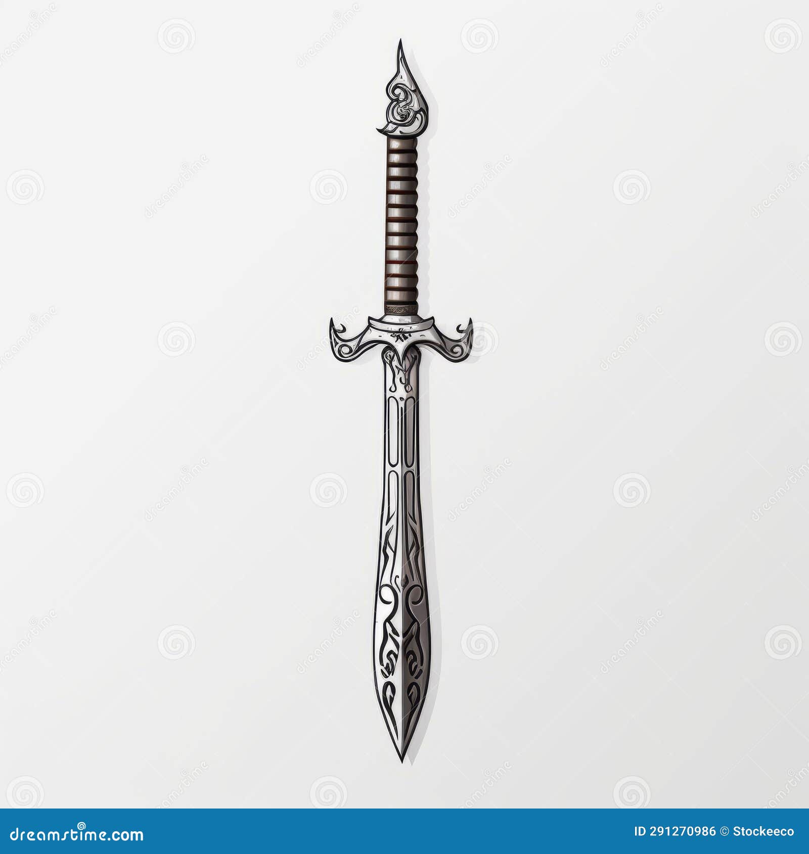 Medieval Era Sword with Graphic Black Lineart and Light Shading Stock ...