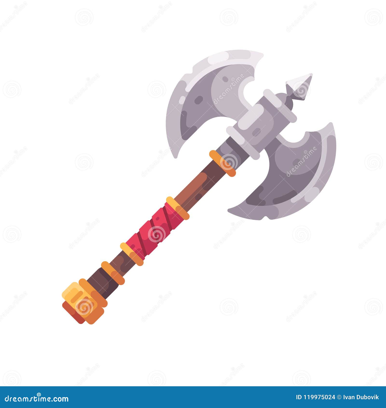 Medieval Fantasy Axe Flat Icon. Game Weapon Illustration. Stock Vector ...
