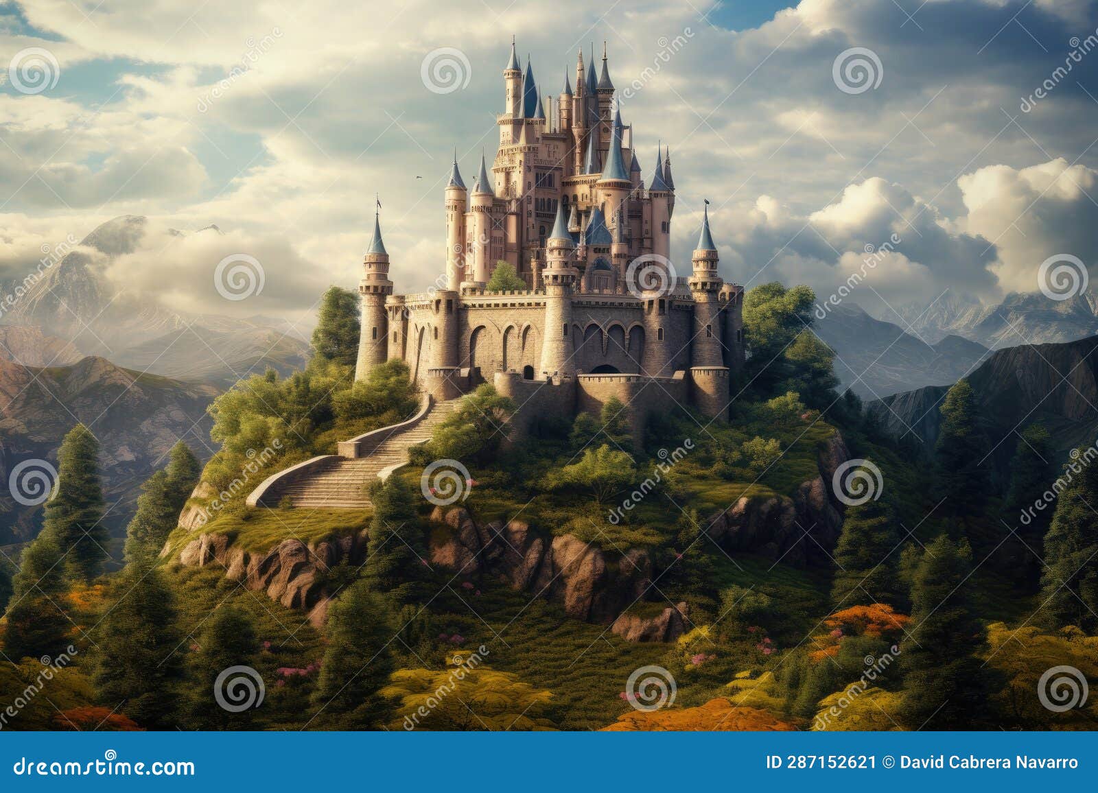 Medieval fantasy castle stock image. Image of tower - 287152621