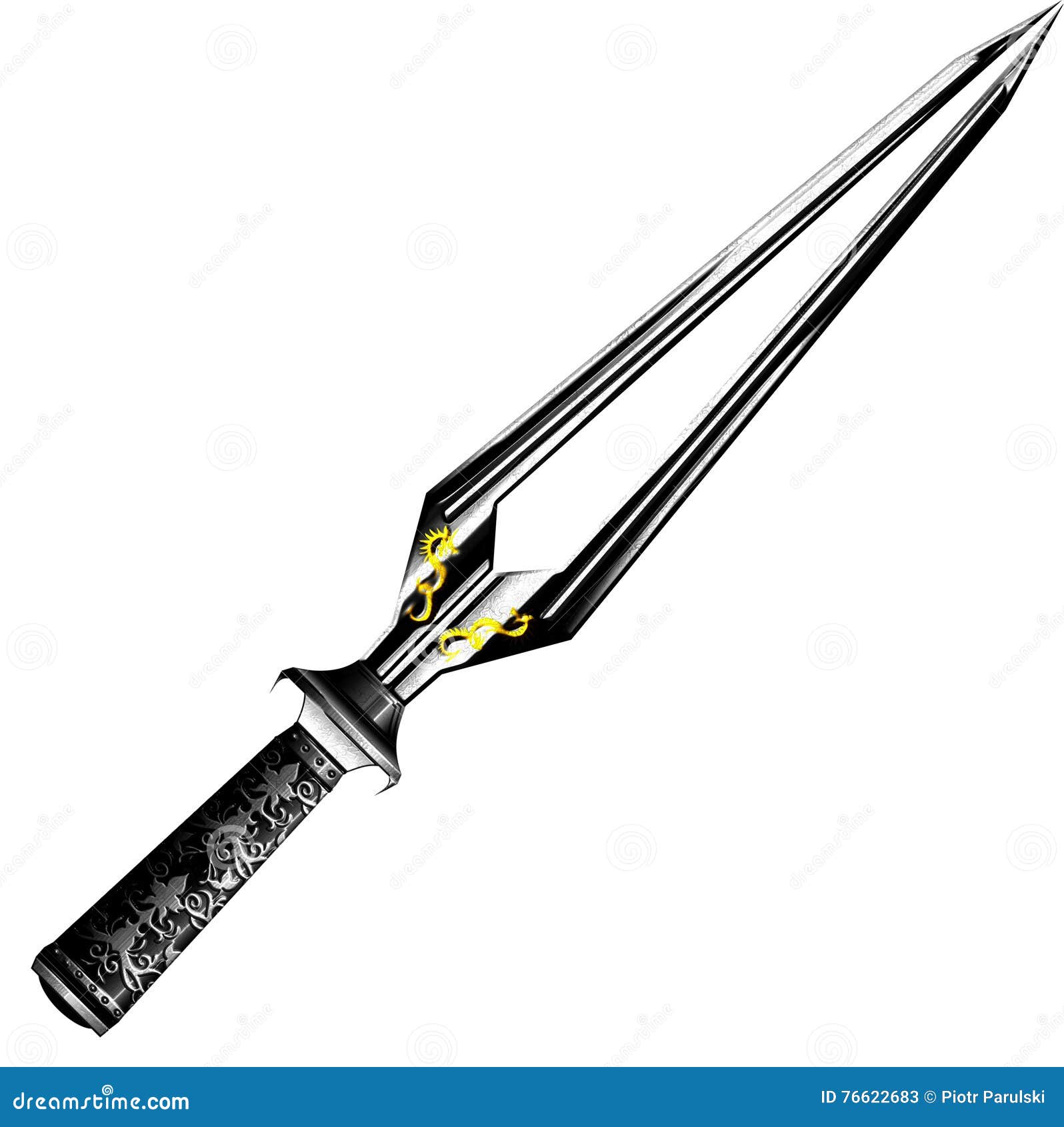 Medieval Fantasy Sword Silver with Nice Handle and Sharp Blade Stock ...