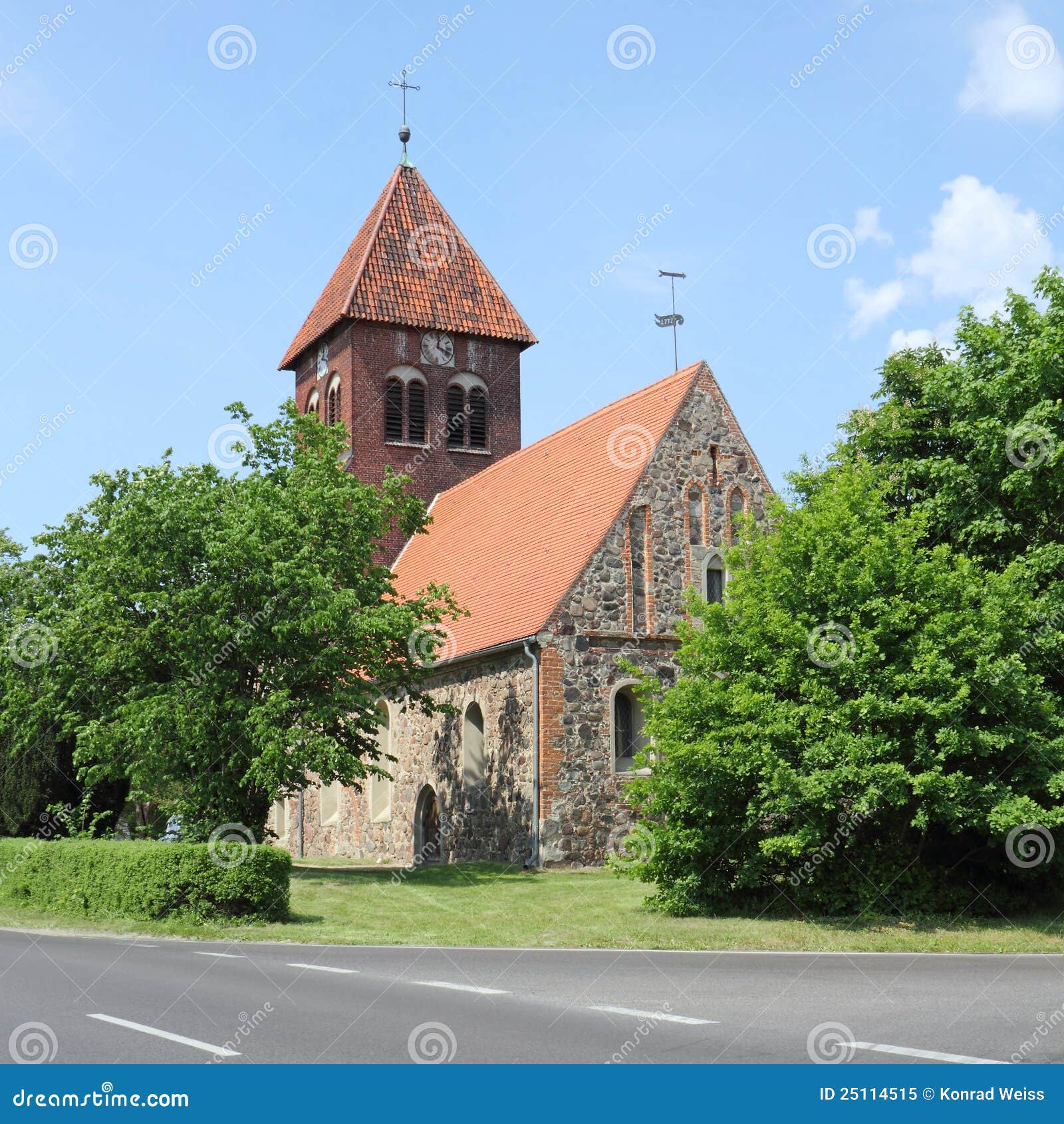 Medieval Fieldstone Church in Germany Stock Image - Image of boulder ...