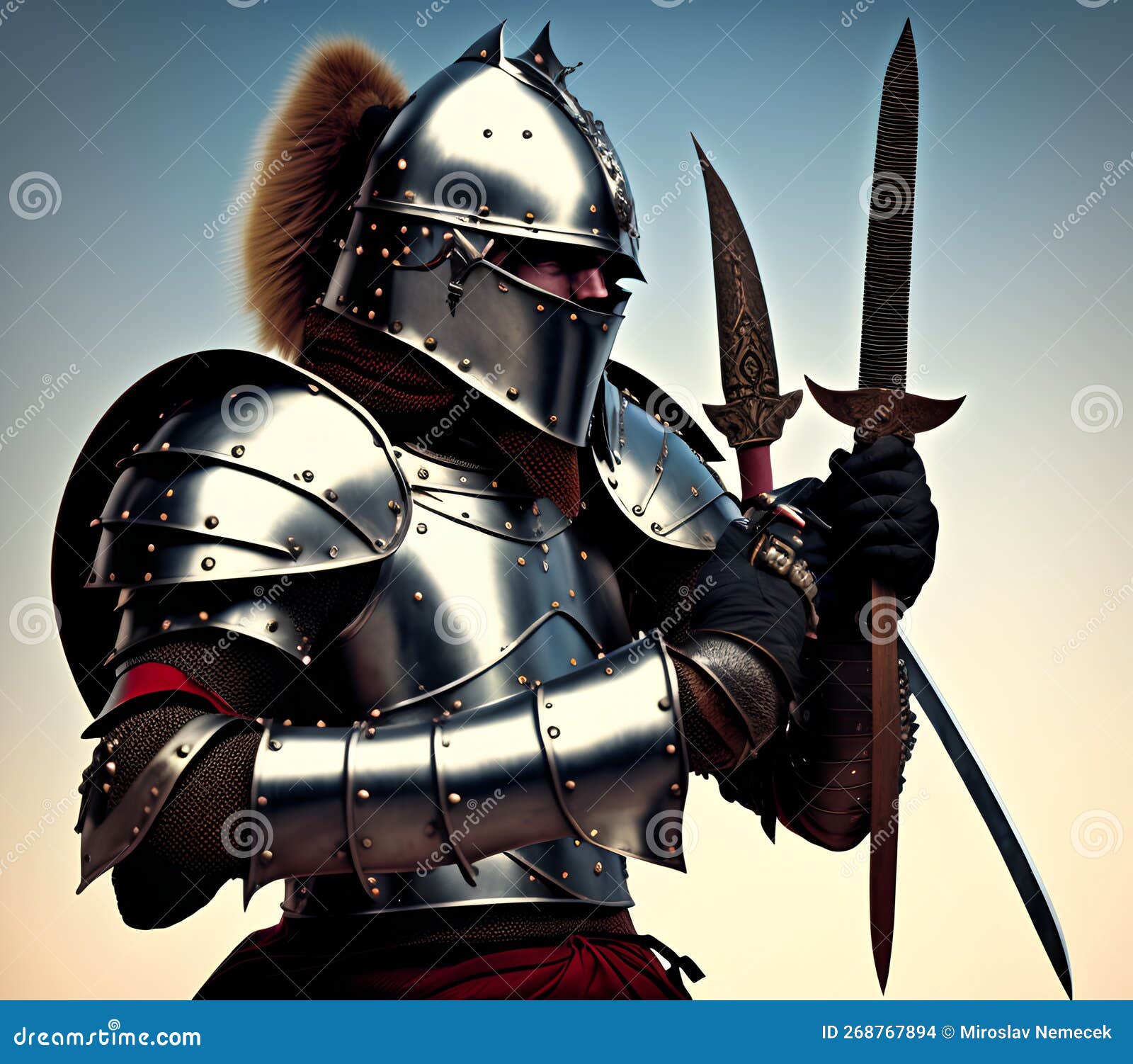 Medieval Fighter in Armor, Generative AI Illustration Stock Photo ...