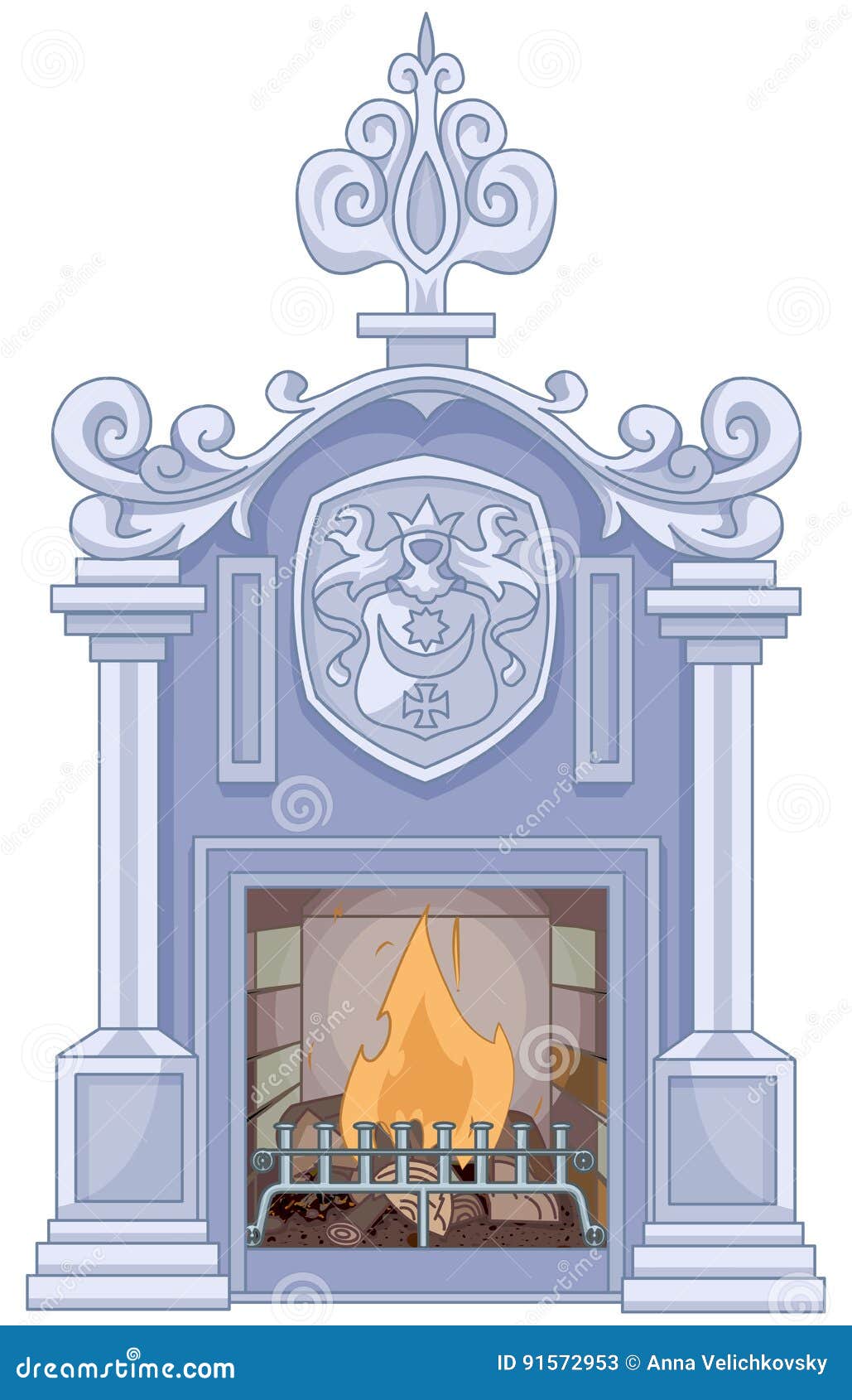 Medieval Fireplace stock vector. Illustration of fantasy - 91572953