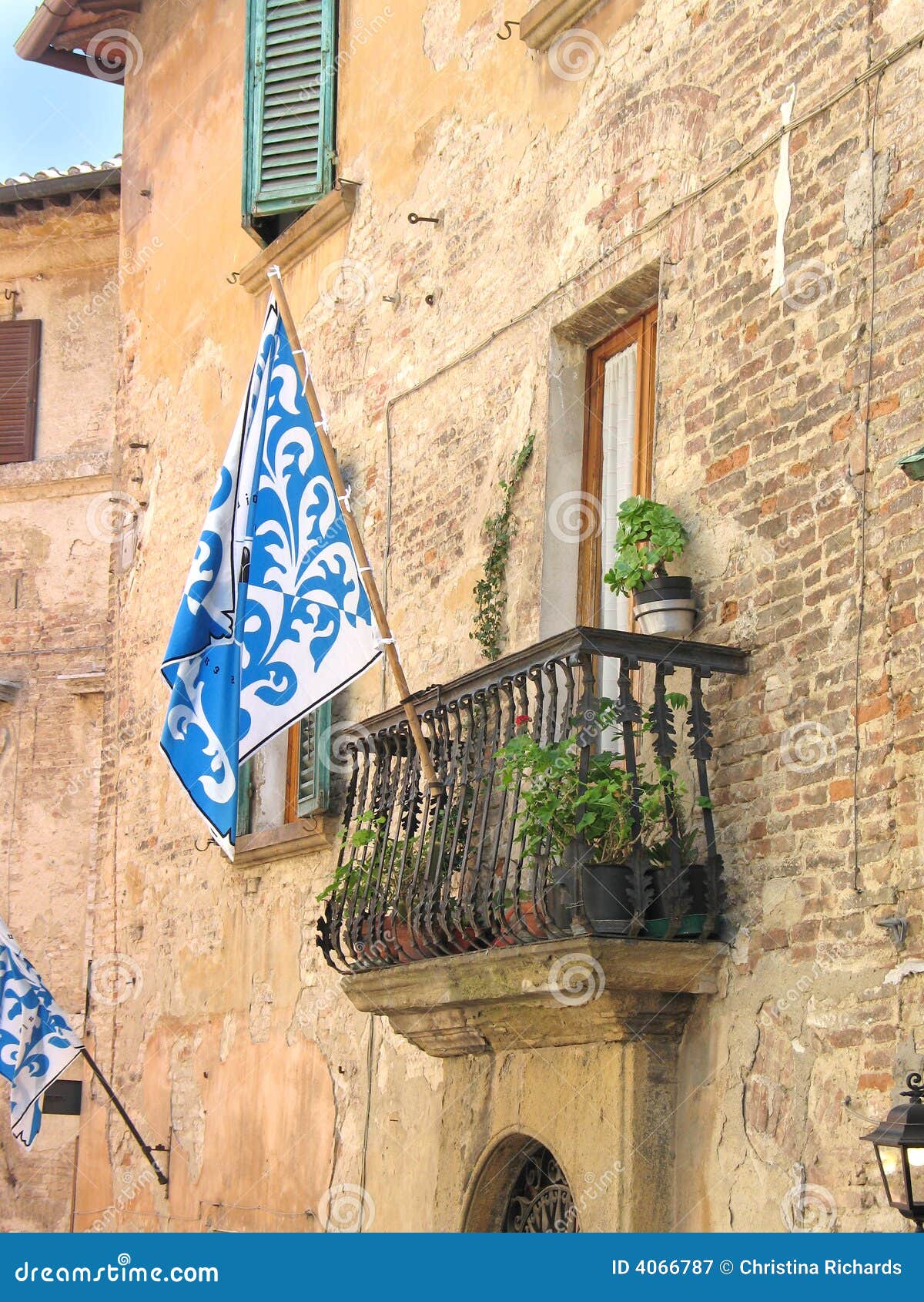 Medieval Flag in Tuscan Town Stock Image - Image of mediterranean, flag ...