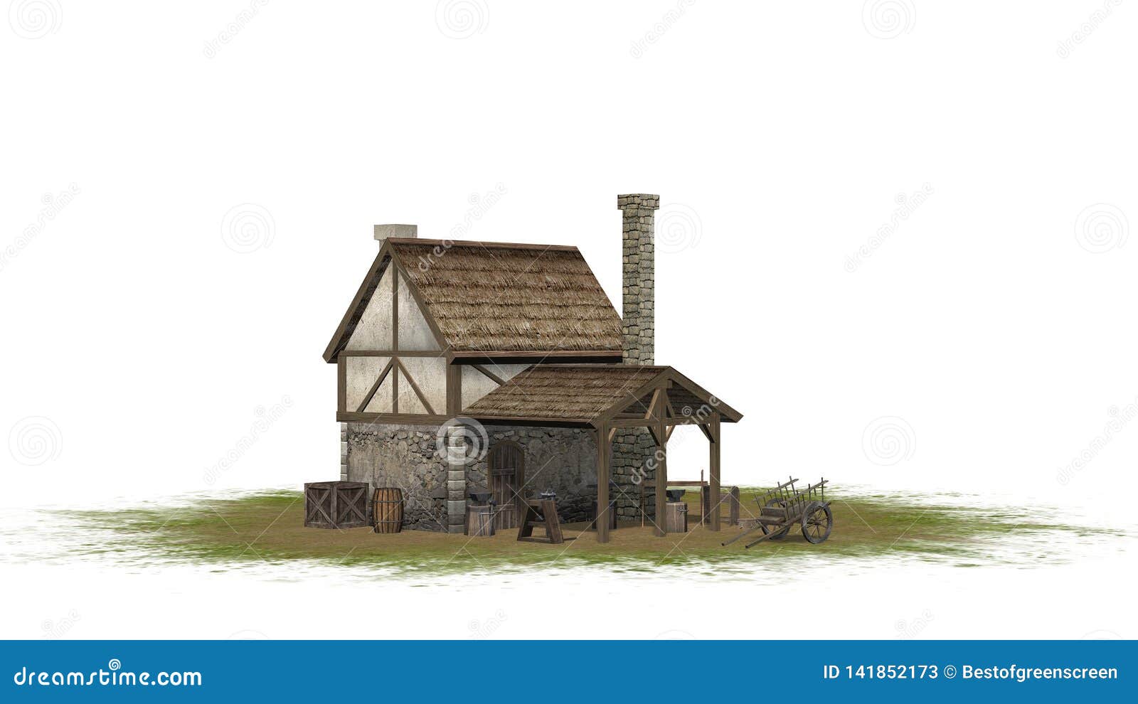 Medieval Forge on a Green Area Stock Illustration - Illustration of ...