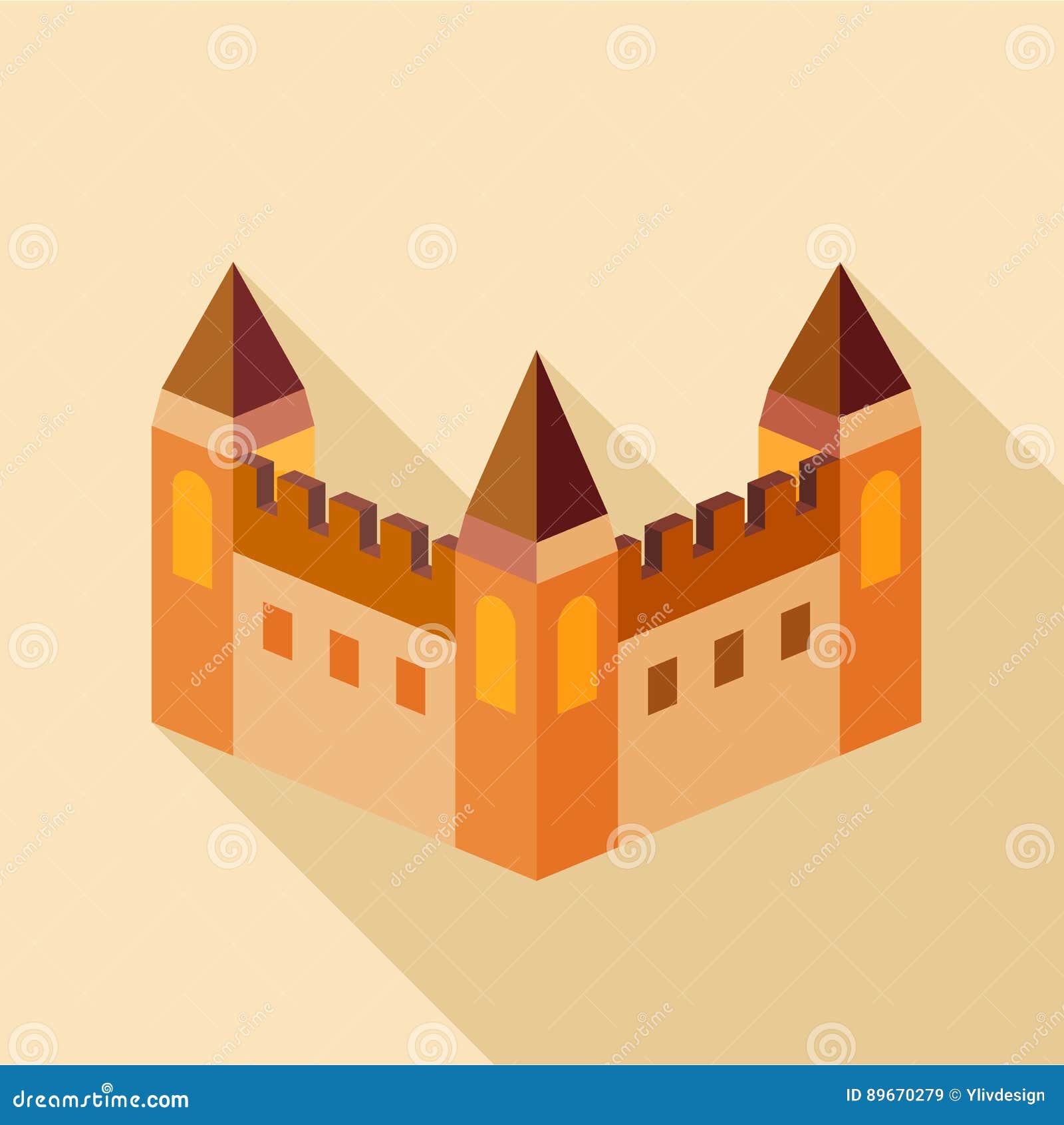 Medieval Fortification Icon, Flat Style Stock Vector - Illustration of ...