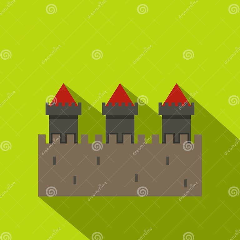 Medieval Fortification Icon, Flat Style Stock Vector - Illustration of ...