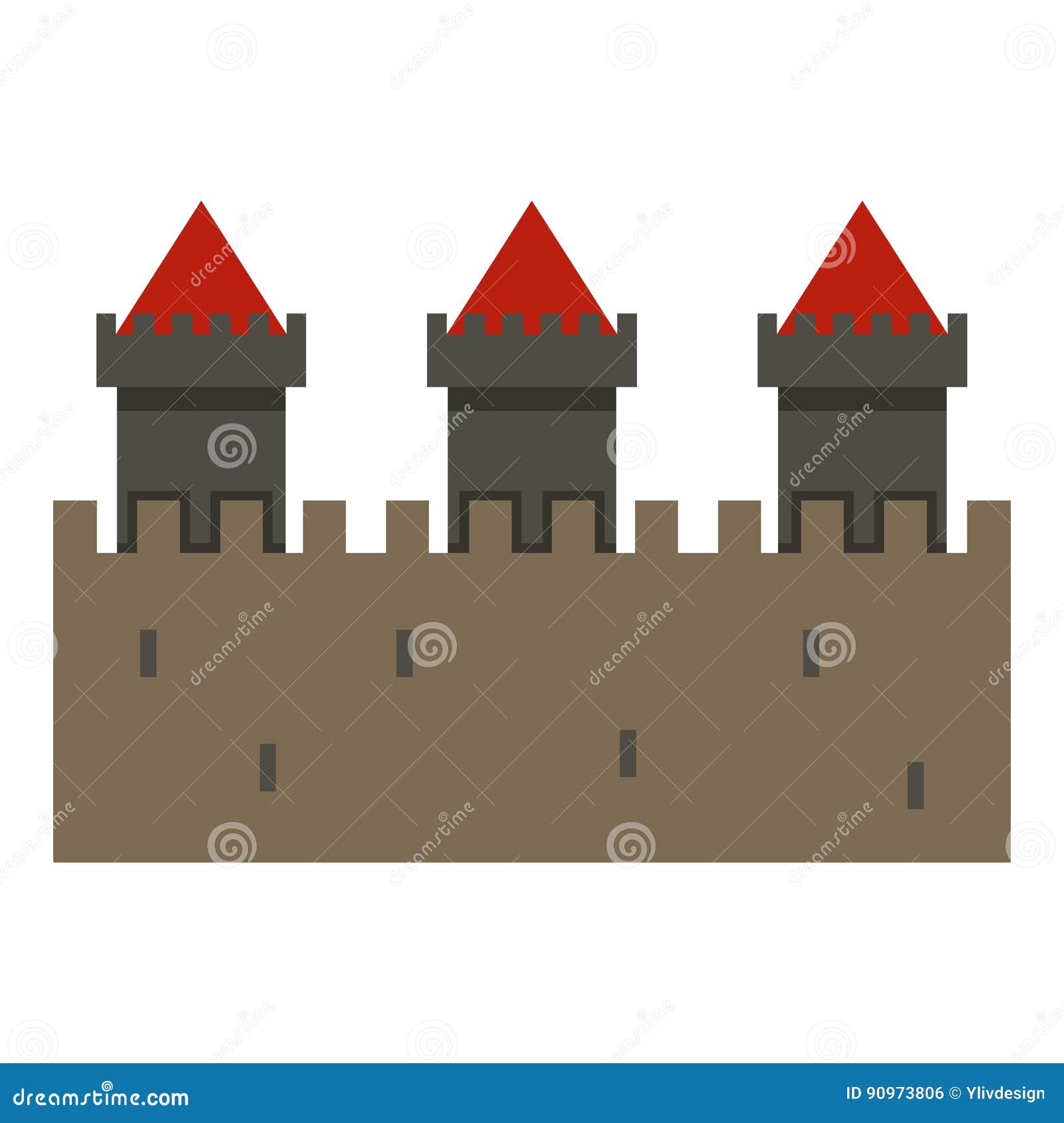 Medieval Fortification Icon, Outline Style Vector Illustration ...