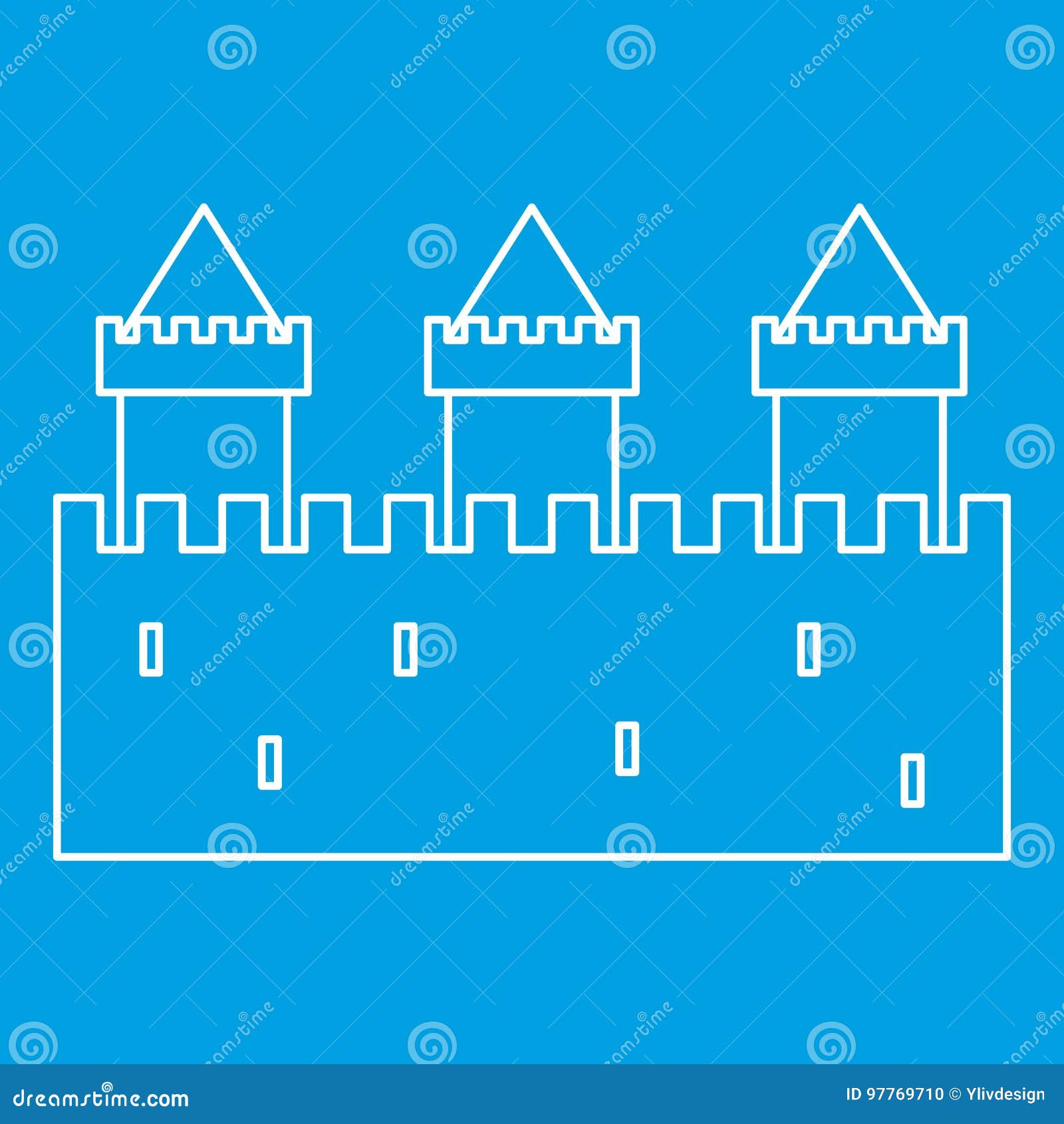 Medieval Fortification Icon, Outline Style Vector Illustration ...