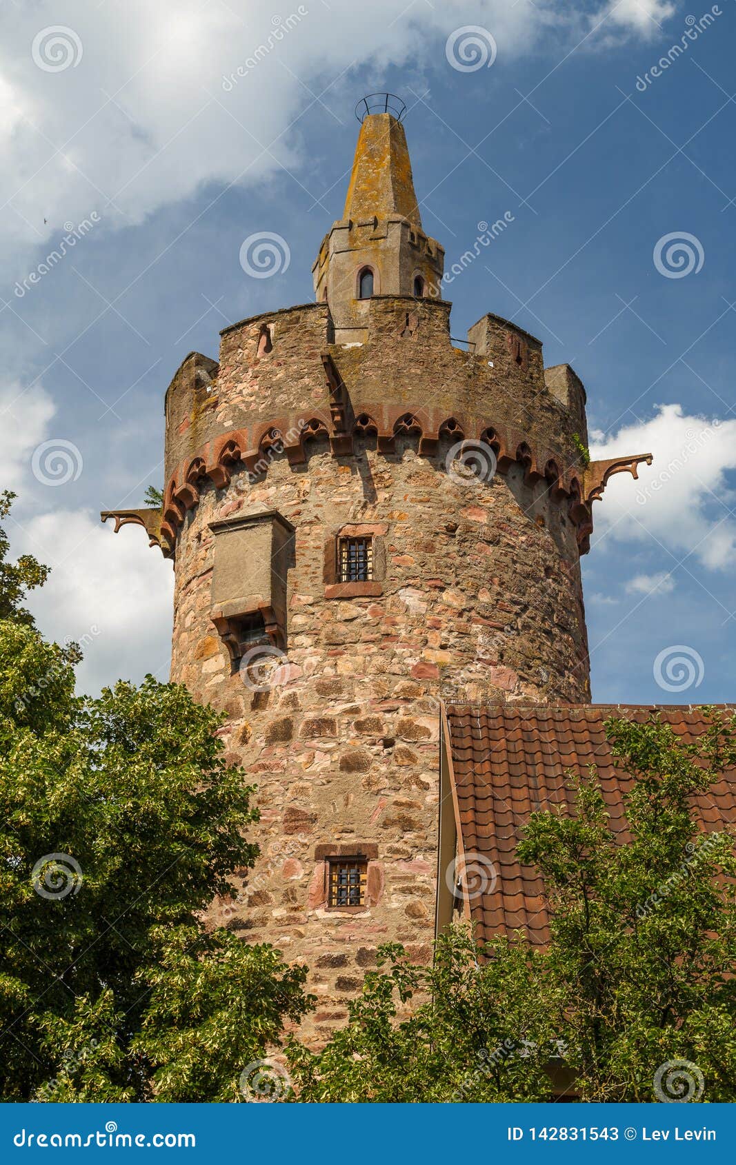 Medieval Fortification Tower in Weinheim Town Stock Image - Image of ...