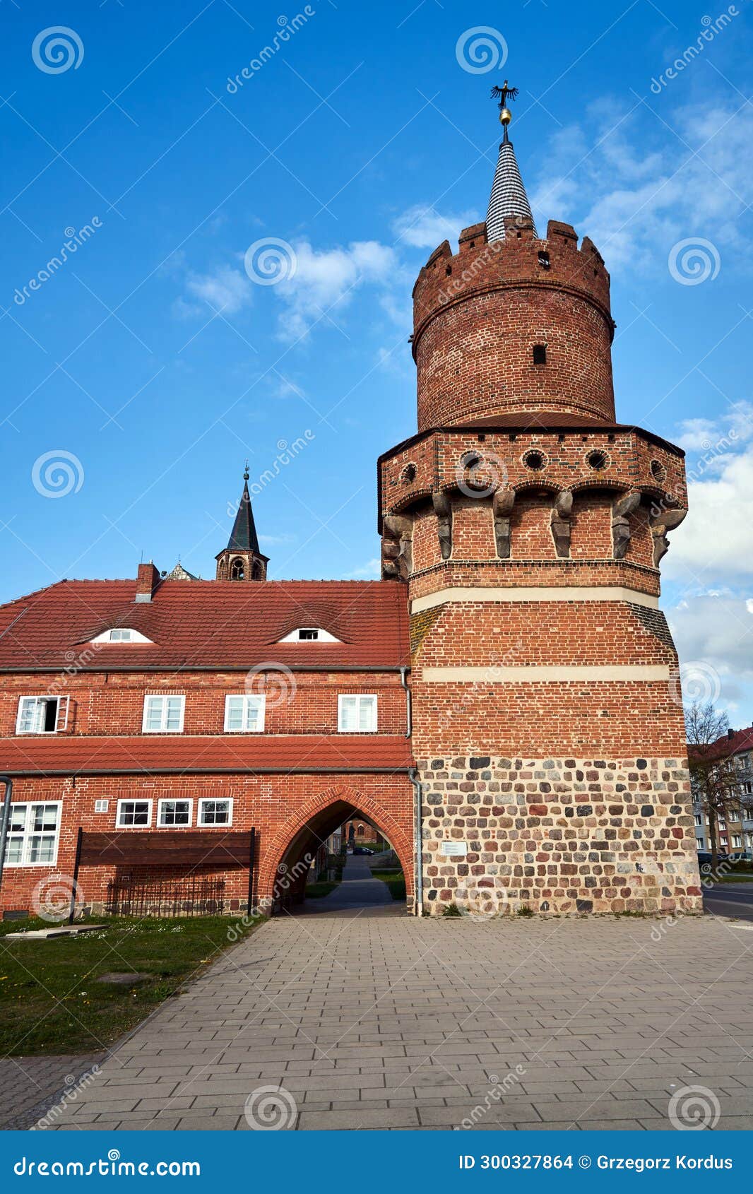 Medieval Fortifications with a Round Tower and a Stone Wall in Prenzlau ...