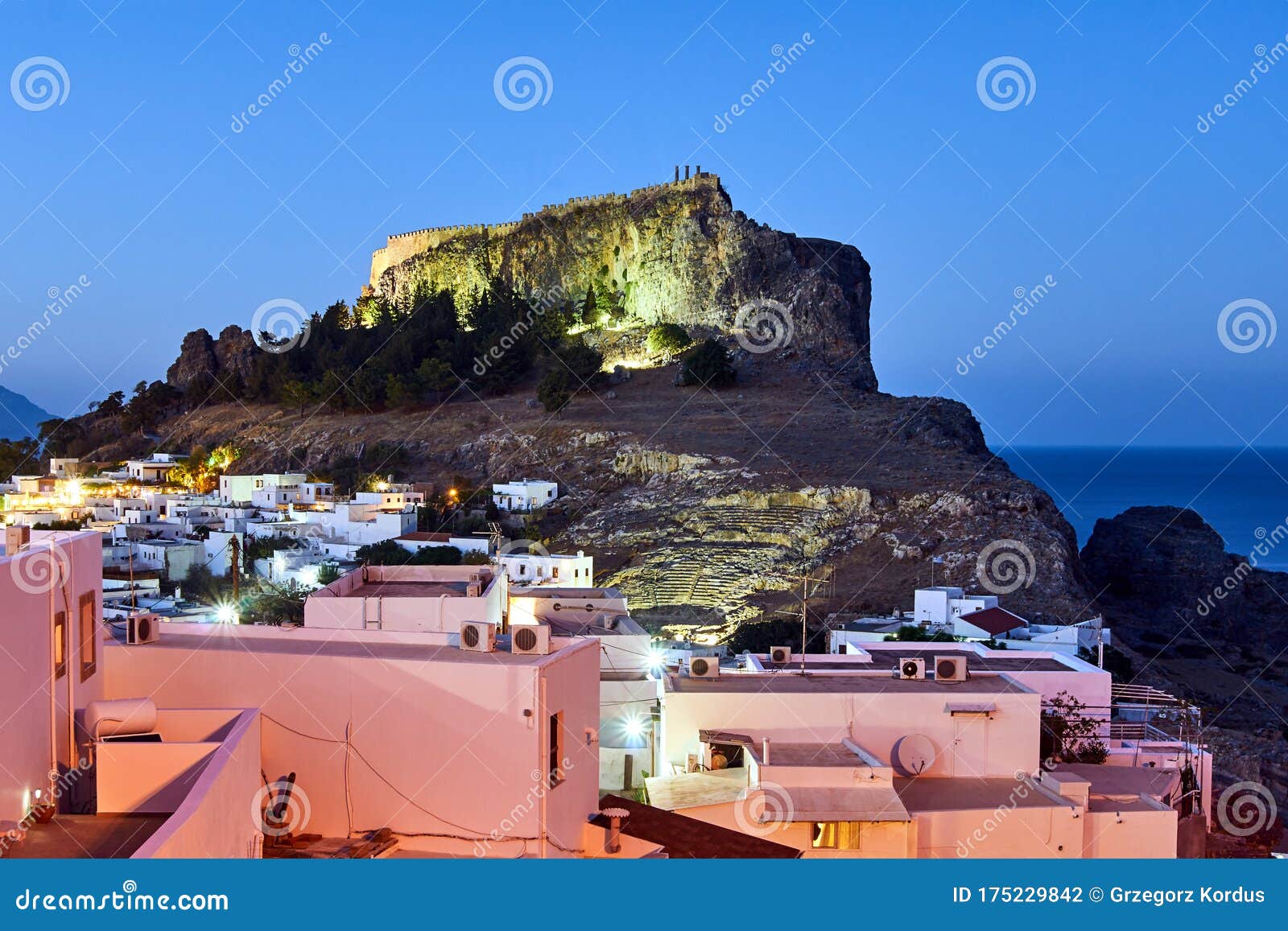 Medieval Fortifications on the Top of the Rock in the Evening Stock ...