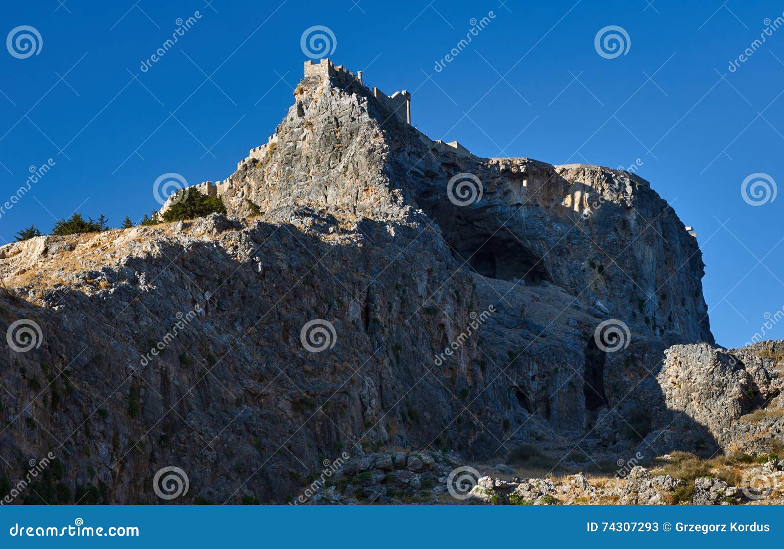 Medieval Fortifications on Top of the Rock Stock Image - Image of ...