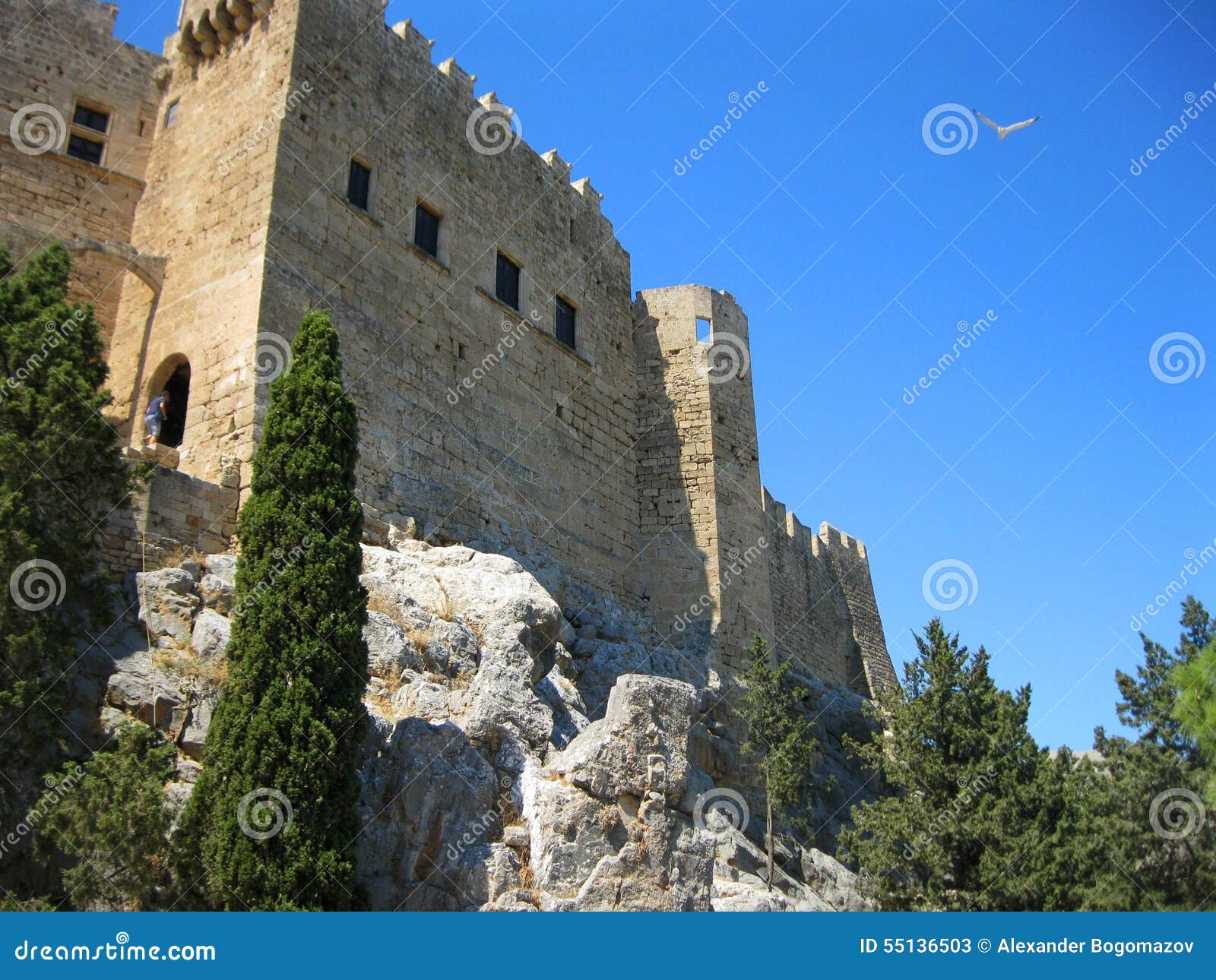Medieval Fortifications on Top of the Rock. Stock Image - Image of ...